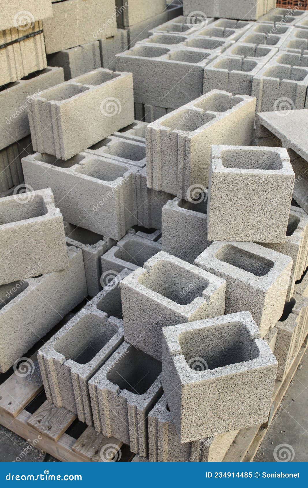 Concrete Bricks for Sale in a Warehouse Stock Image - Image of post ...