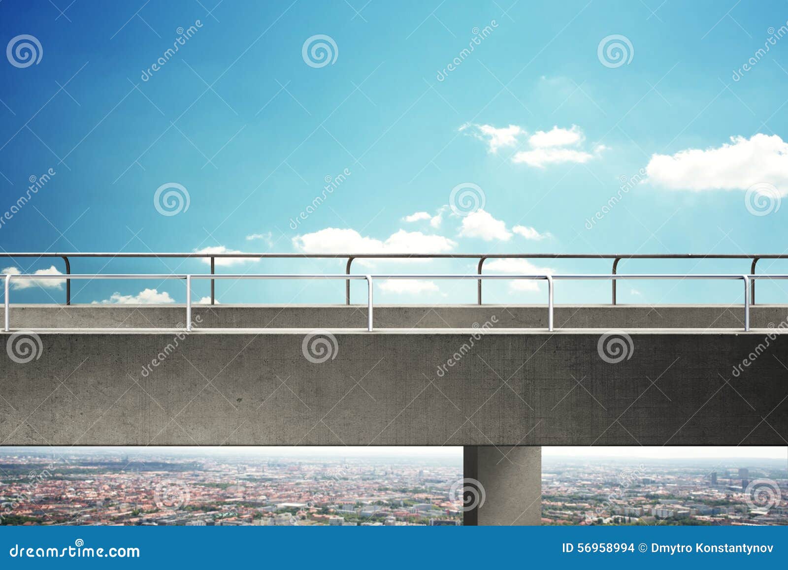 Concrete Bridge Above Cityscape Stock Photo - Image of urban, city ...