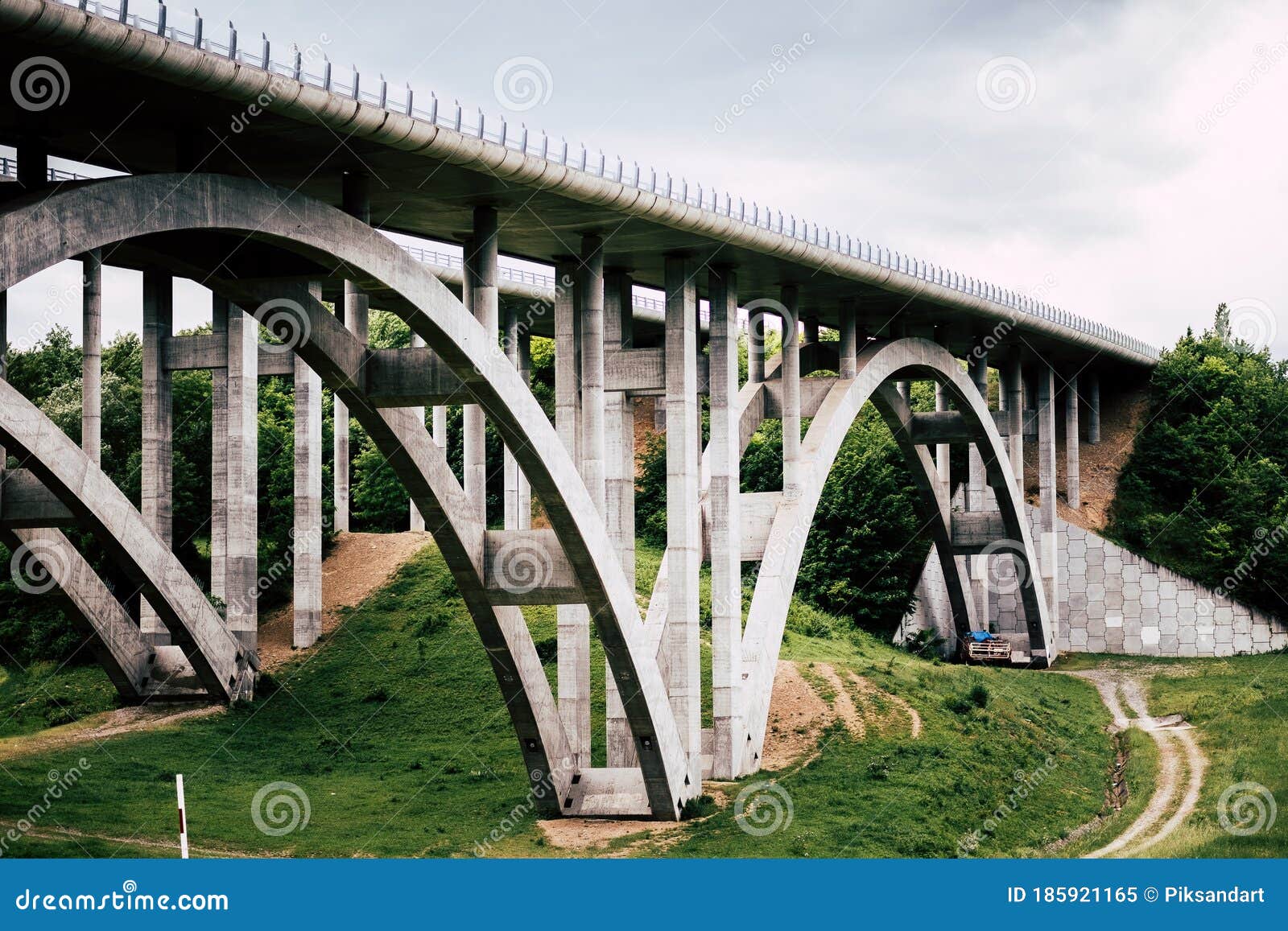 Concrete Bridge with Arches Stock Image - Image of transportation ...