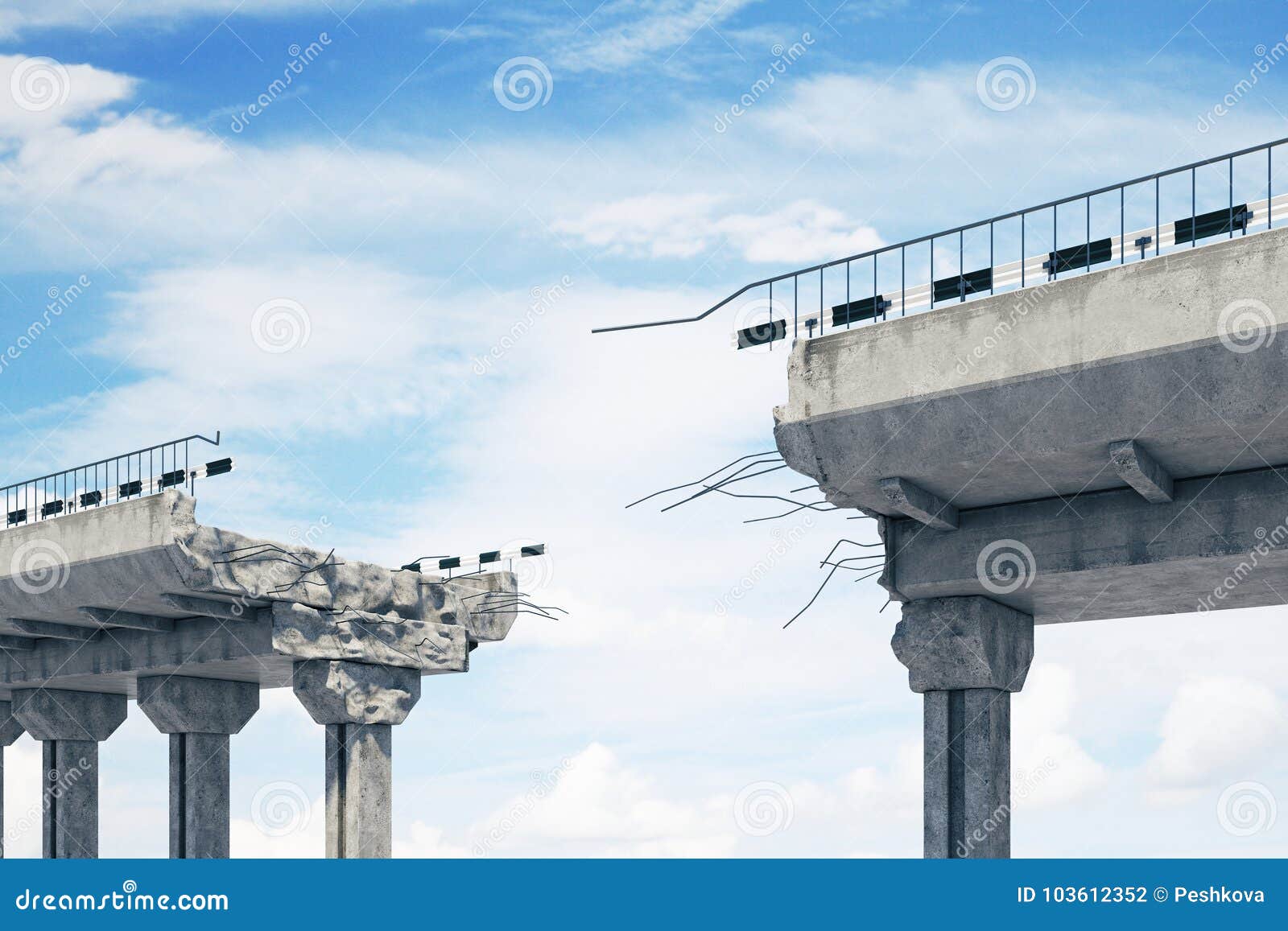 Broken Bridge on Sky Background Stock Photo - Image of jump, challenge ...