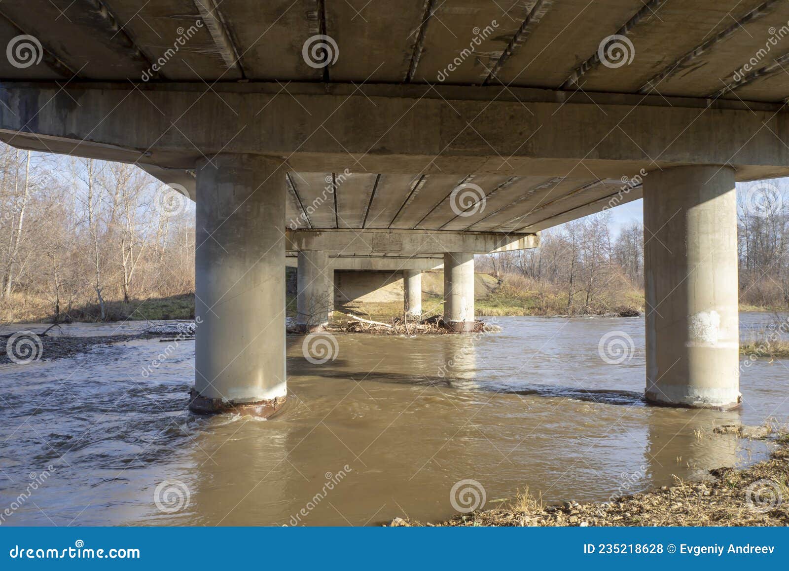 Concrete Bridge Over the River. Reinforced Concrete Block Bridge ...