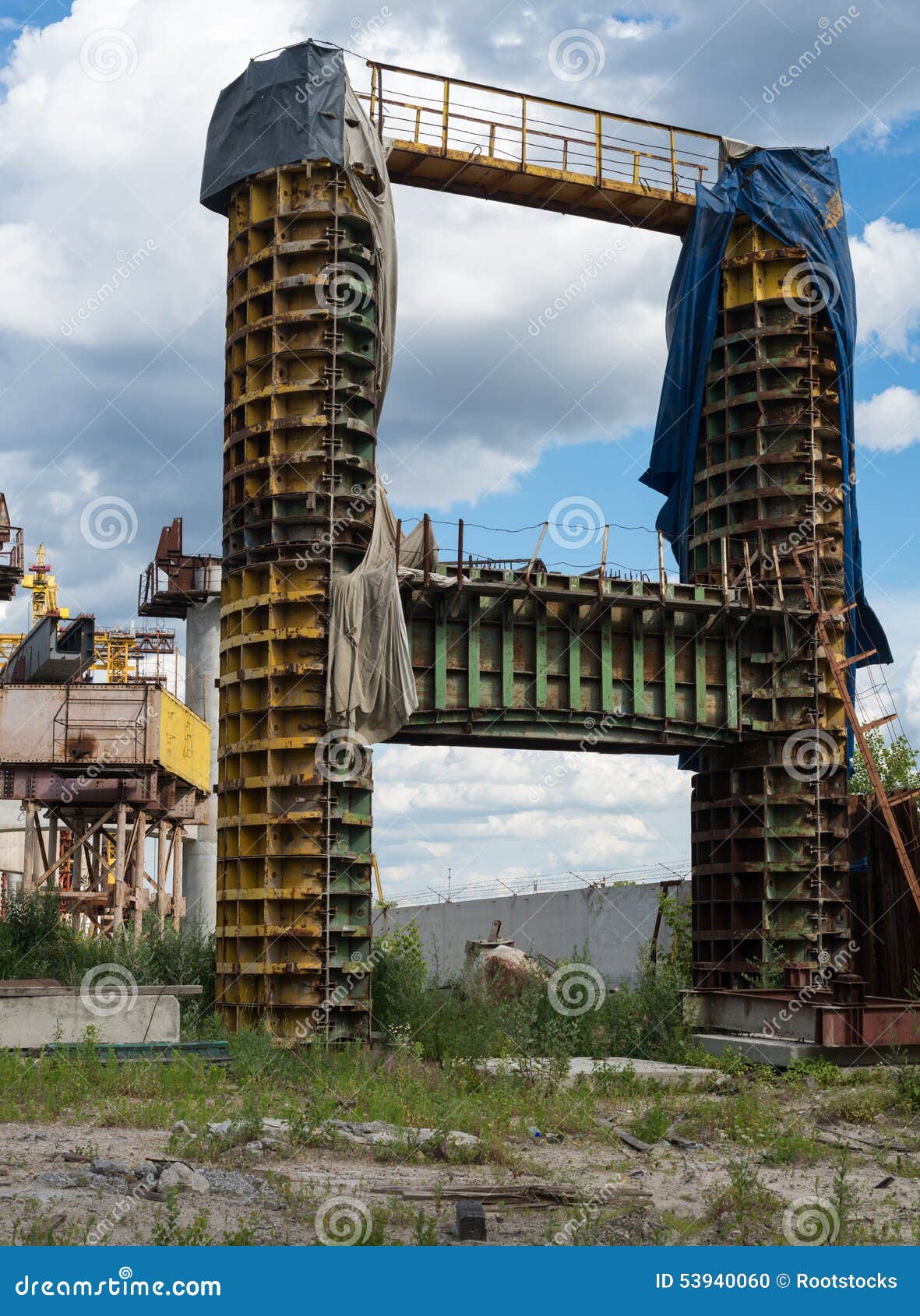 Concrete Bridge Pier in the Metal Formwork Stock Photo - Image of ...
