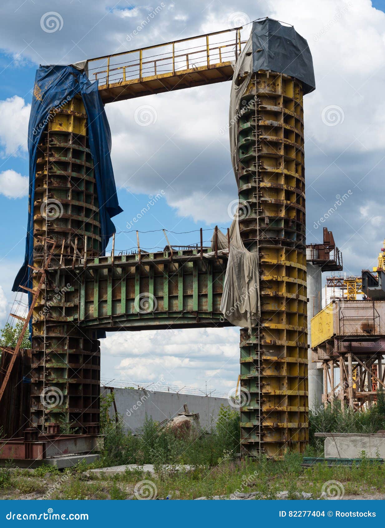 Concrete Bridge Pier in the Metal Formwork Stock Photo - Image of ...