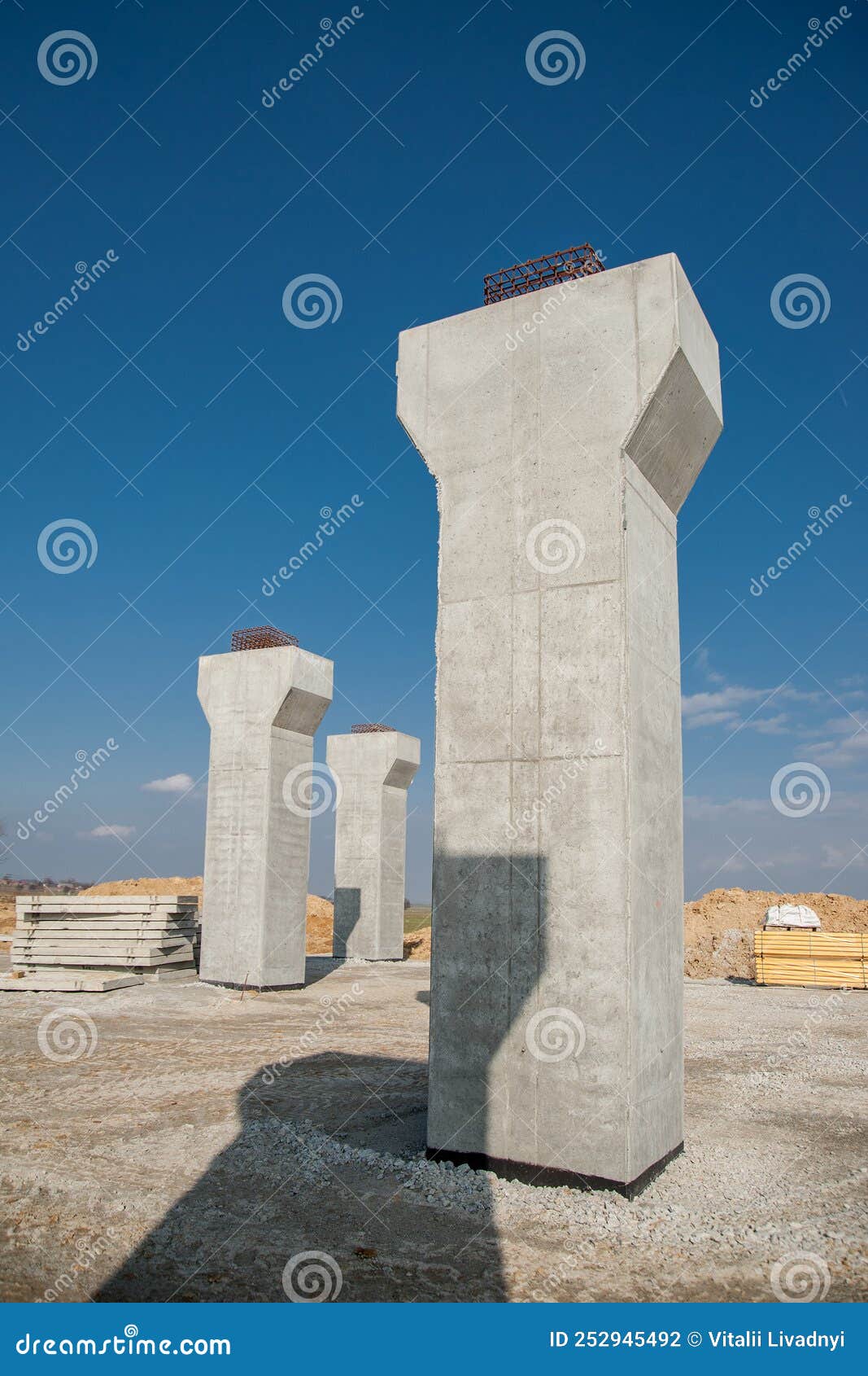 Concrete bridge piers stock photo. Image of concrete - 252945492