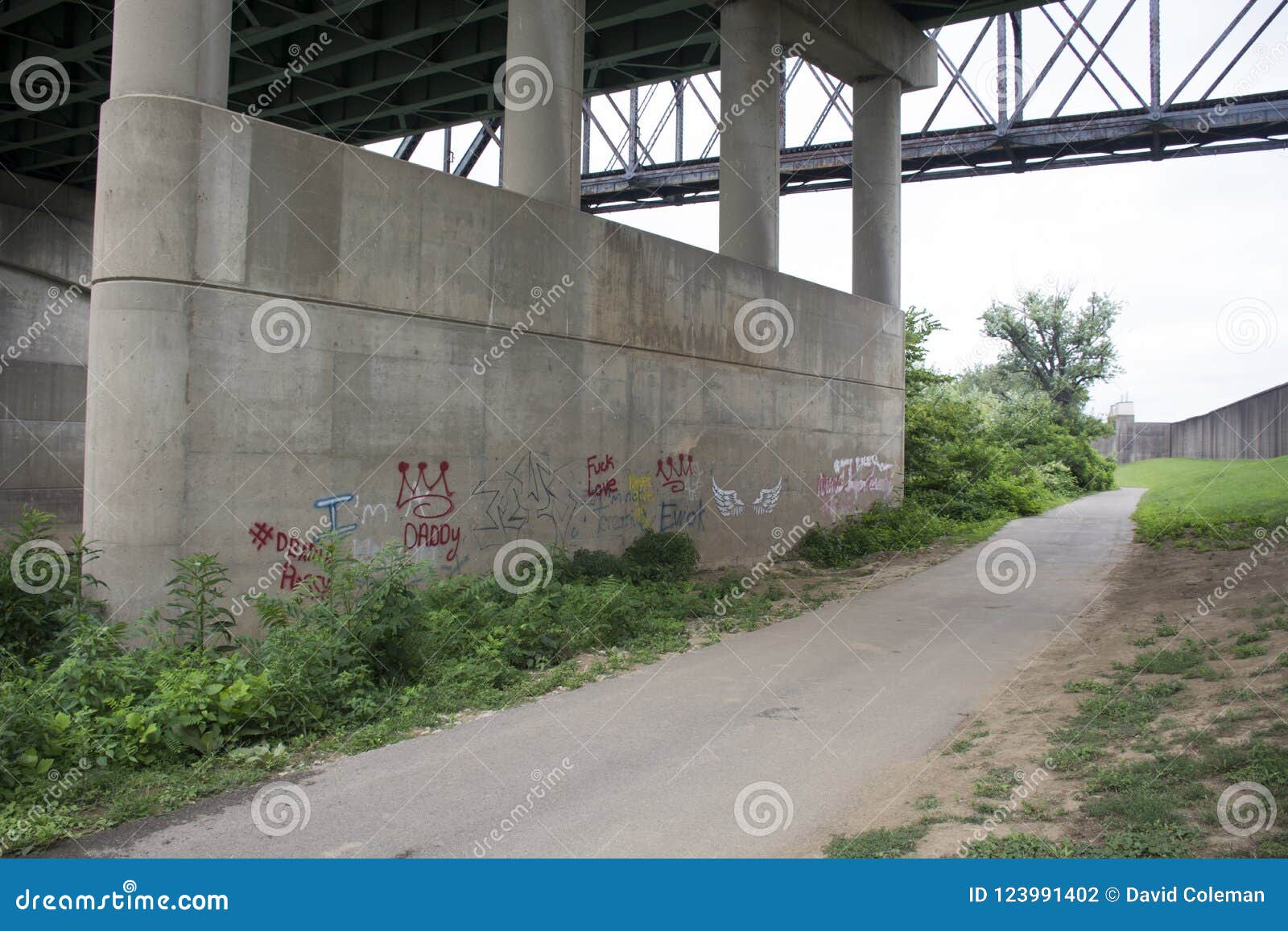 Concrete Bridge Support with Grafitti Stock Photo - Image of ...
