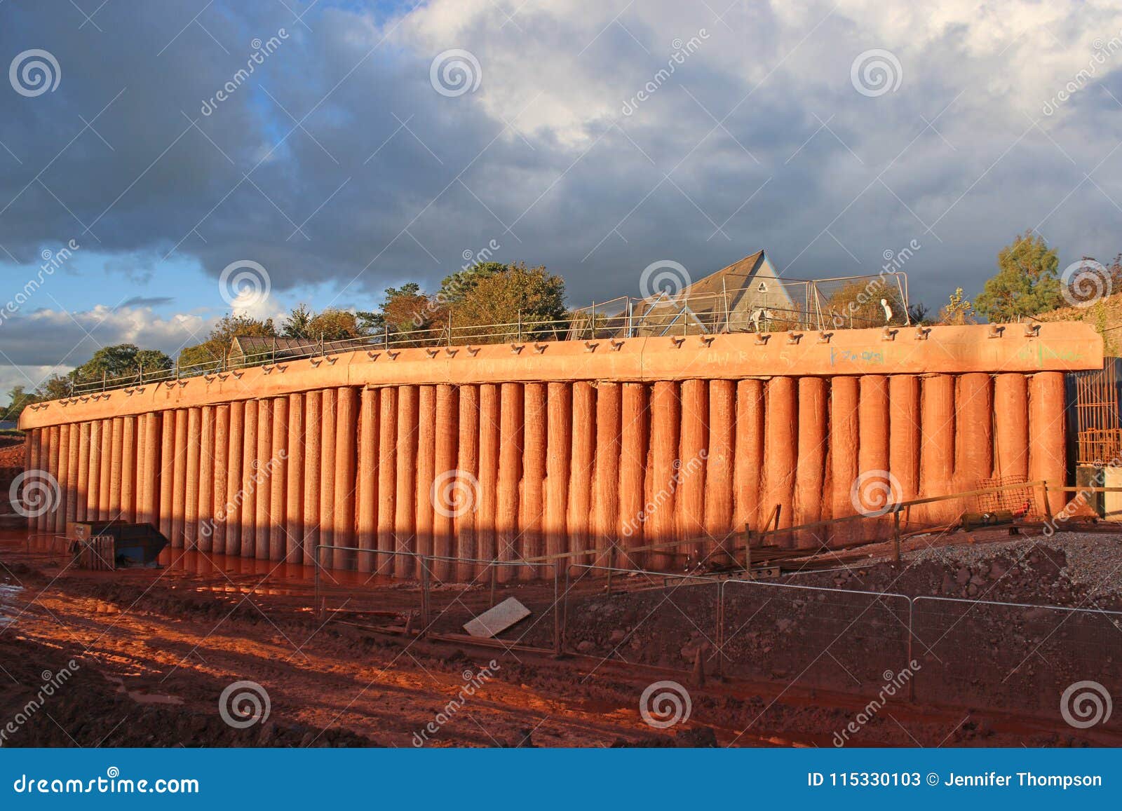Bridge Supports Under Construction Stock Image - Image of foundation ...