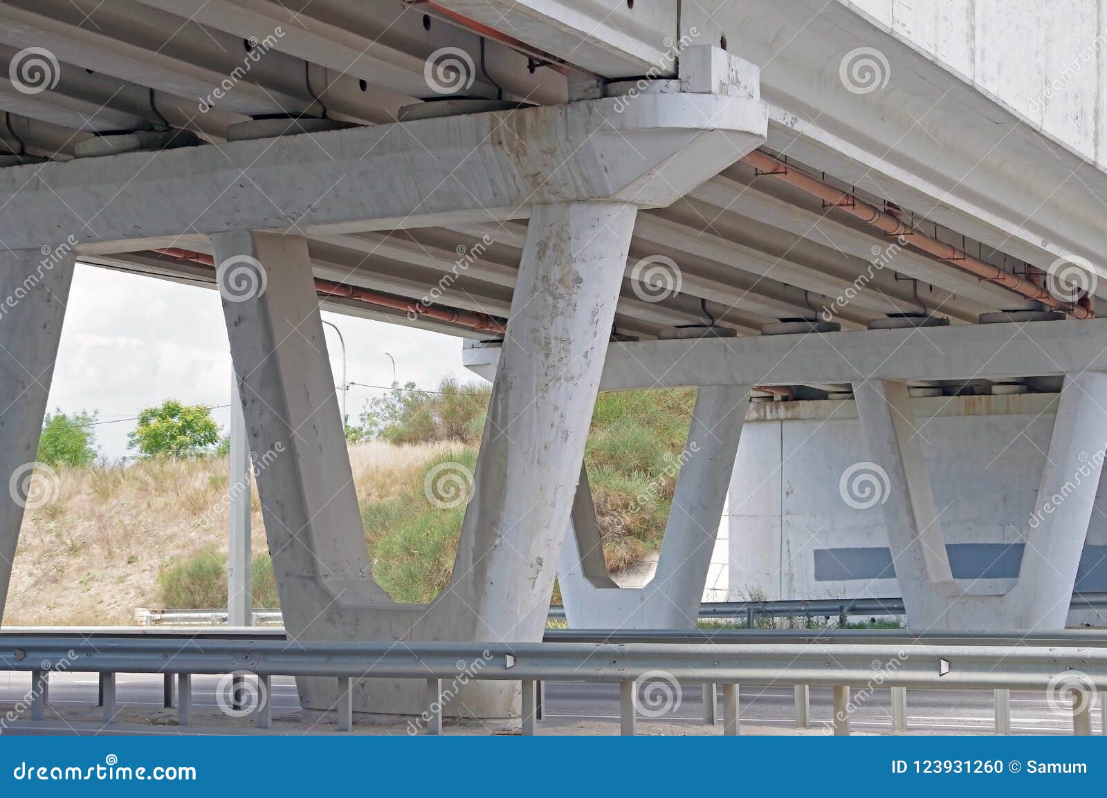 Concrete bridge supports stock photo. Image of pattern - 123931260