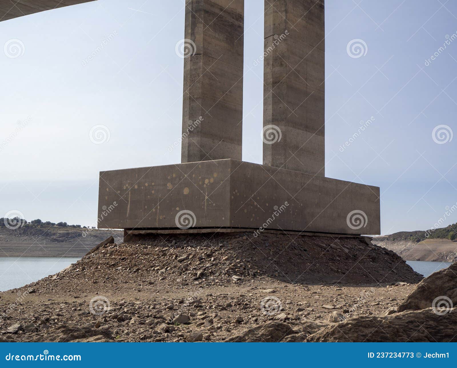 Concrete Bridge Under Construction Over a Reservoir Stock Image - Image ...