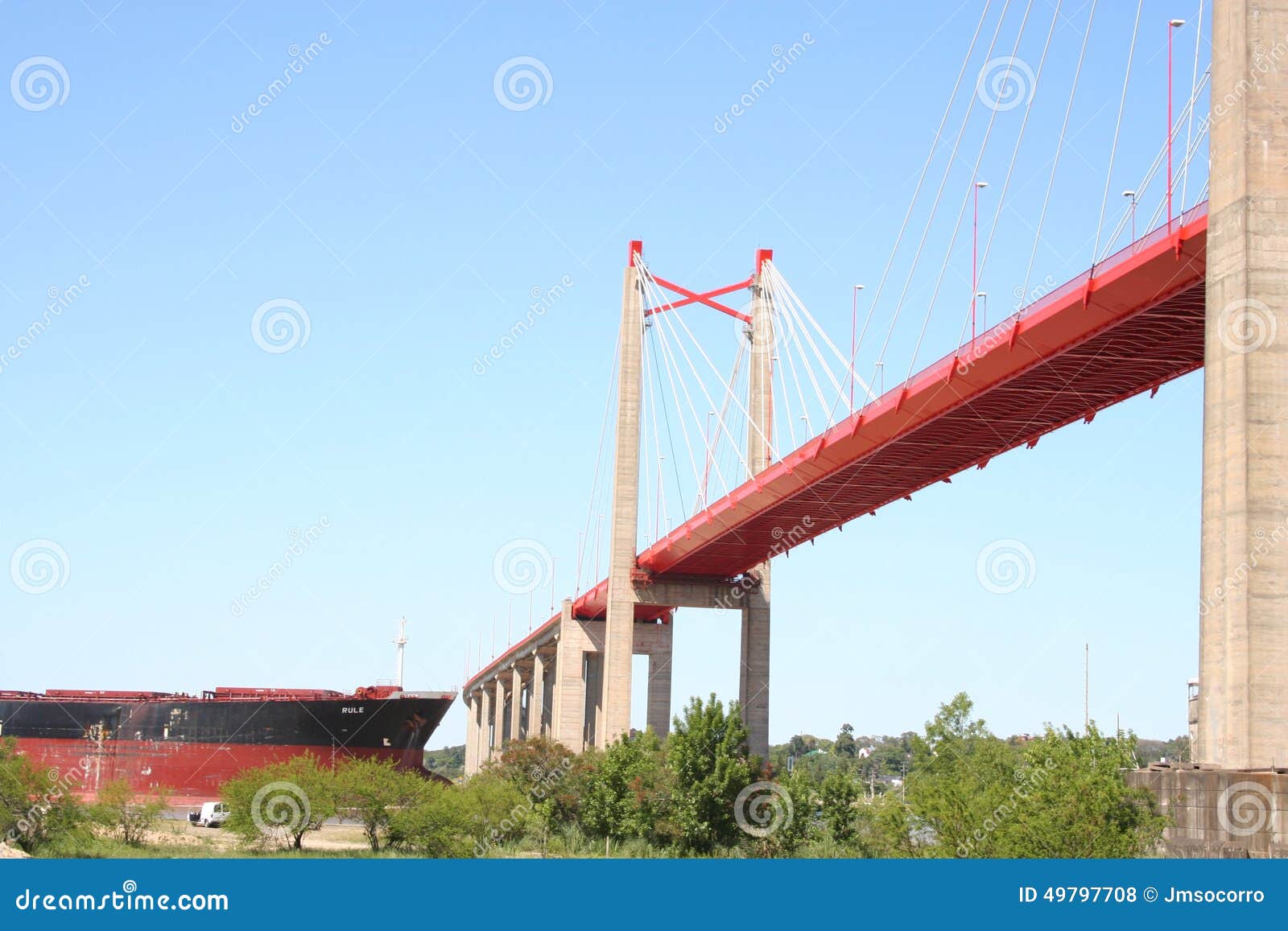 Concrete Bridge Zarate stock photo. Image of road, parana - 49797708