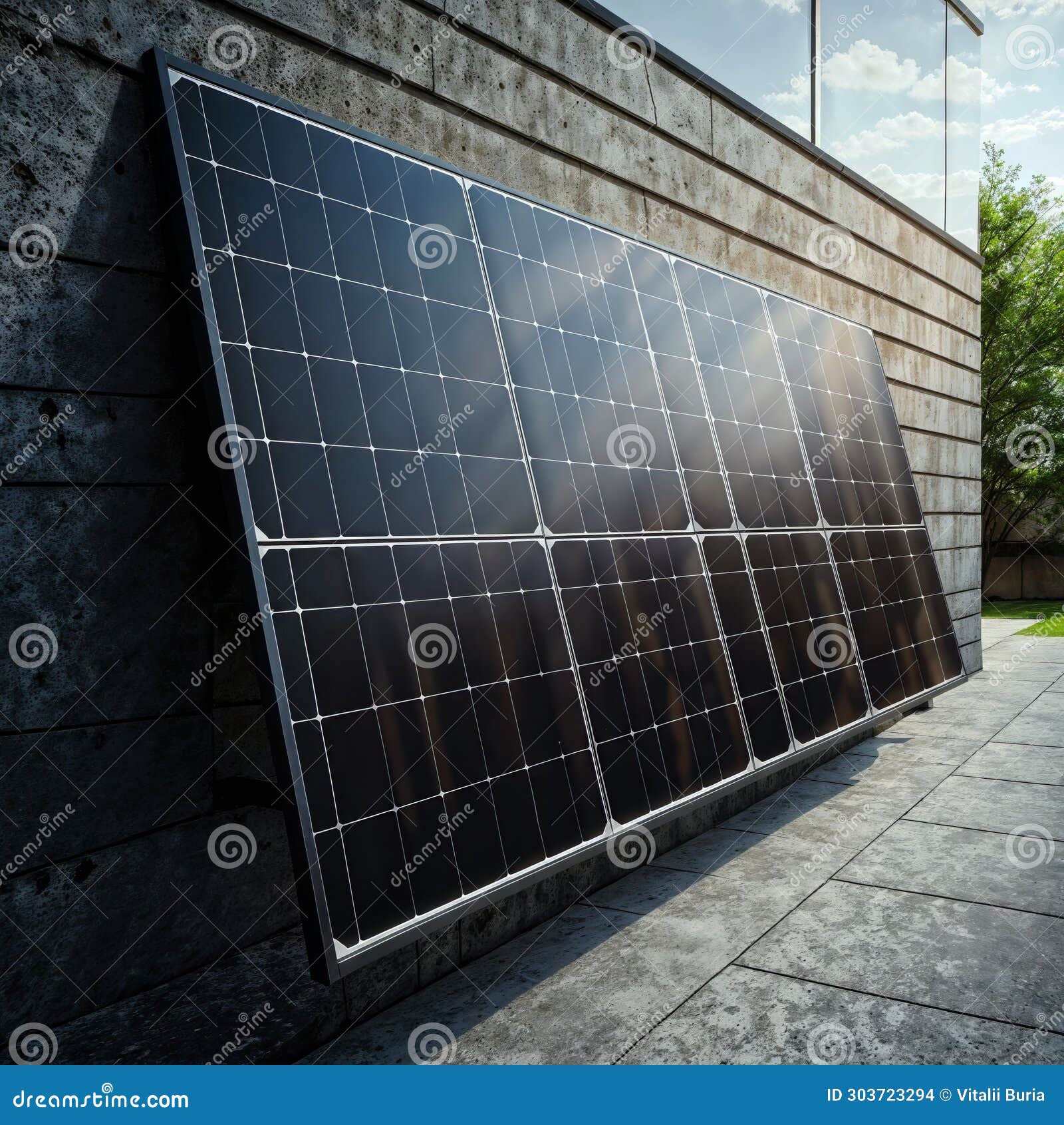 Concrete Brilliance: Solar Panel Reflection on Wall, Generative Ai ...