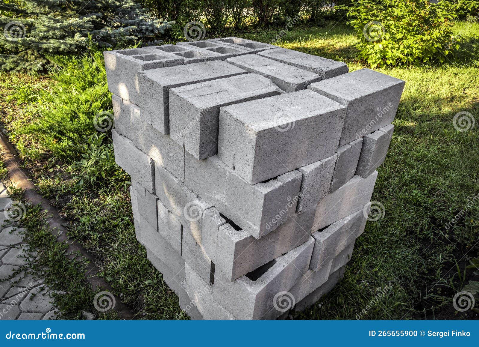 Concrete building blocks stock photo. Image of material - 265655900