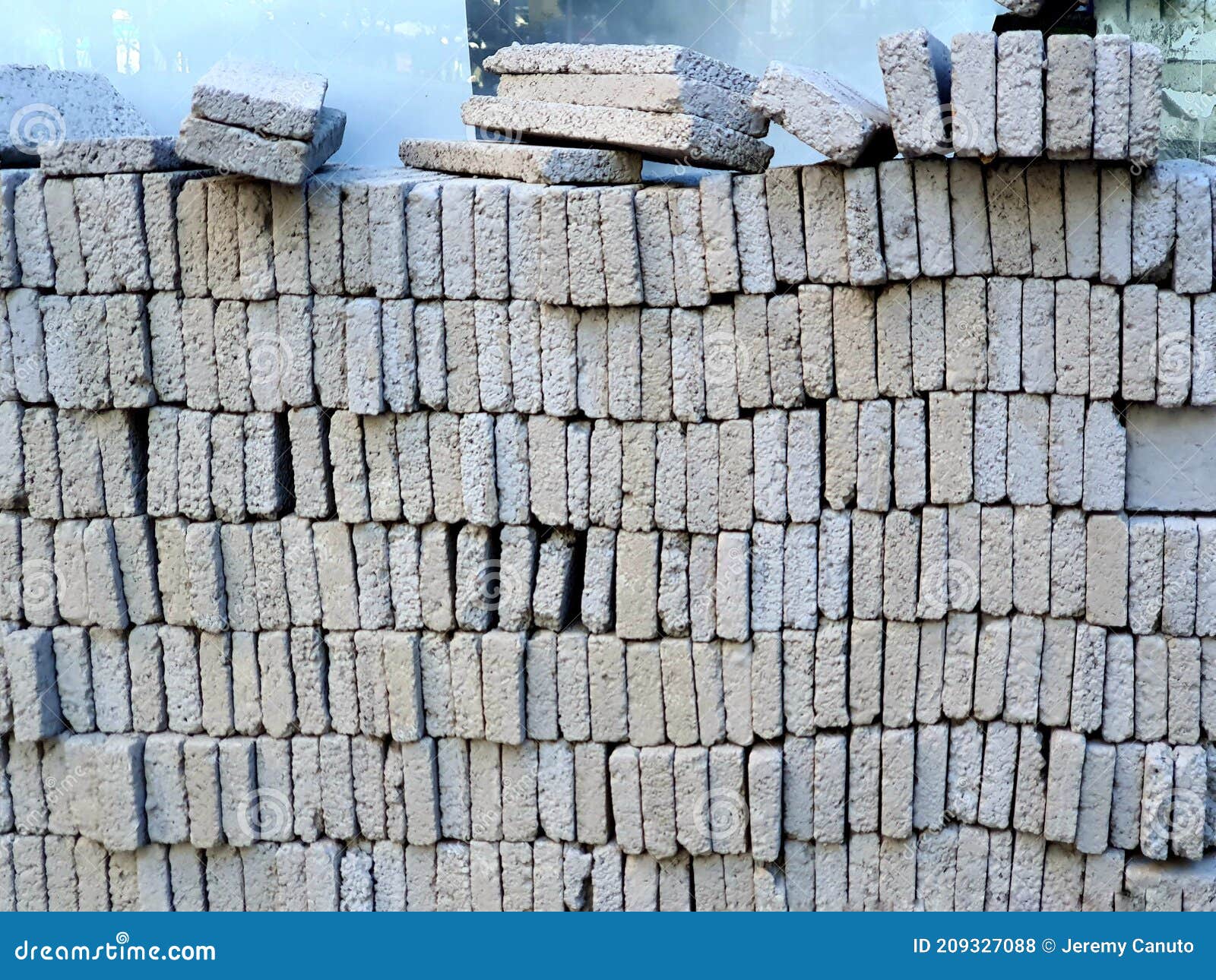 Concrete Building Blocks in a Pile Stock Photo - Image of iron, wood ...