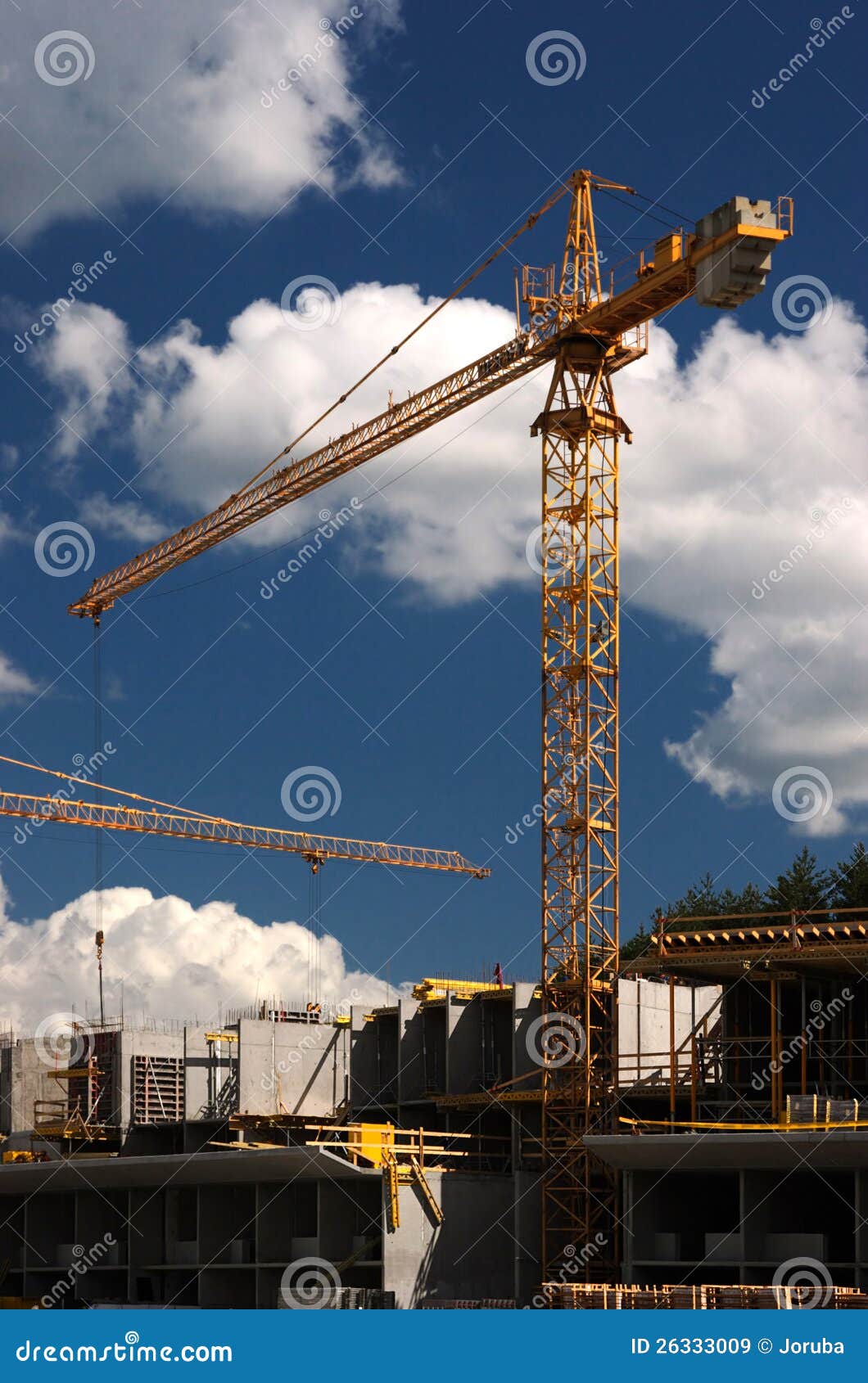 Concrete Building Built with Tower Crane Stock Image - Image of ...