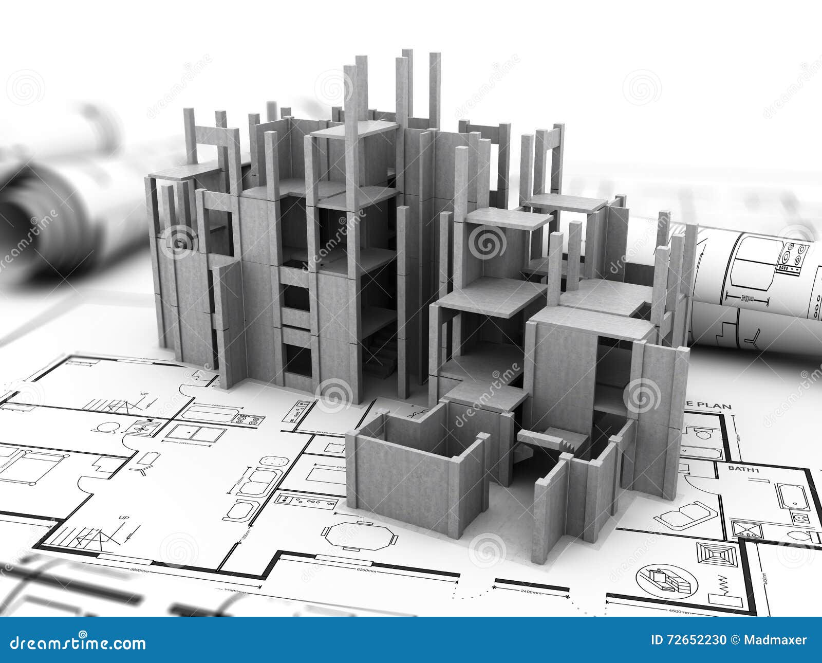 Concrete Building Construction Stock Illustration - Illustration of ...