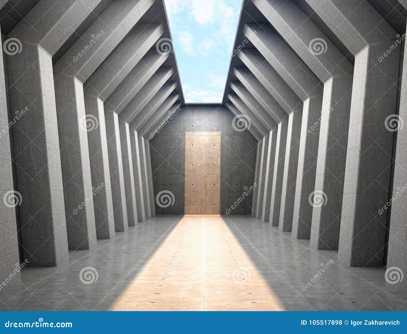 Concrete building, hall. stock illustration. Illustration of antique ...