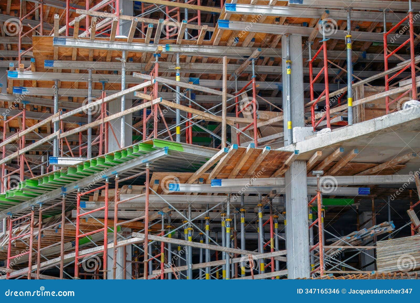Concrete Building Under Construction with Complex Wooden Formwork Stock ...
