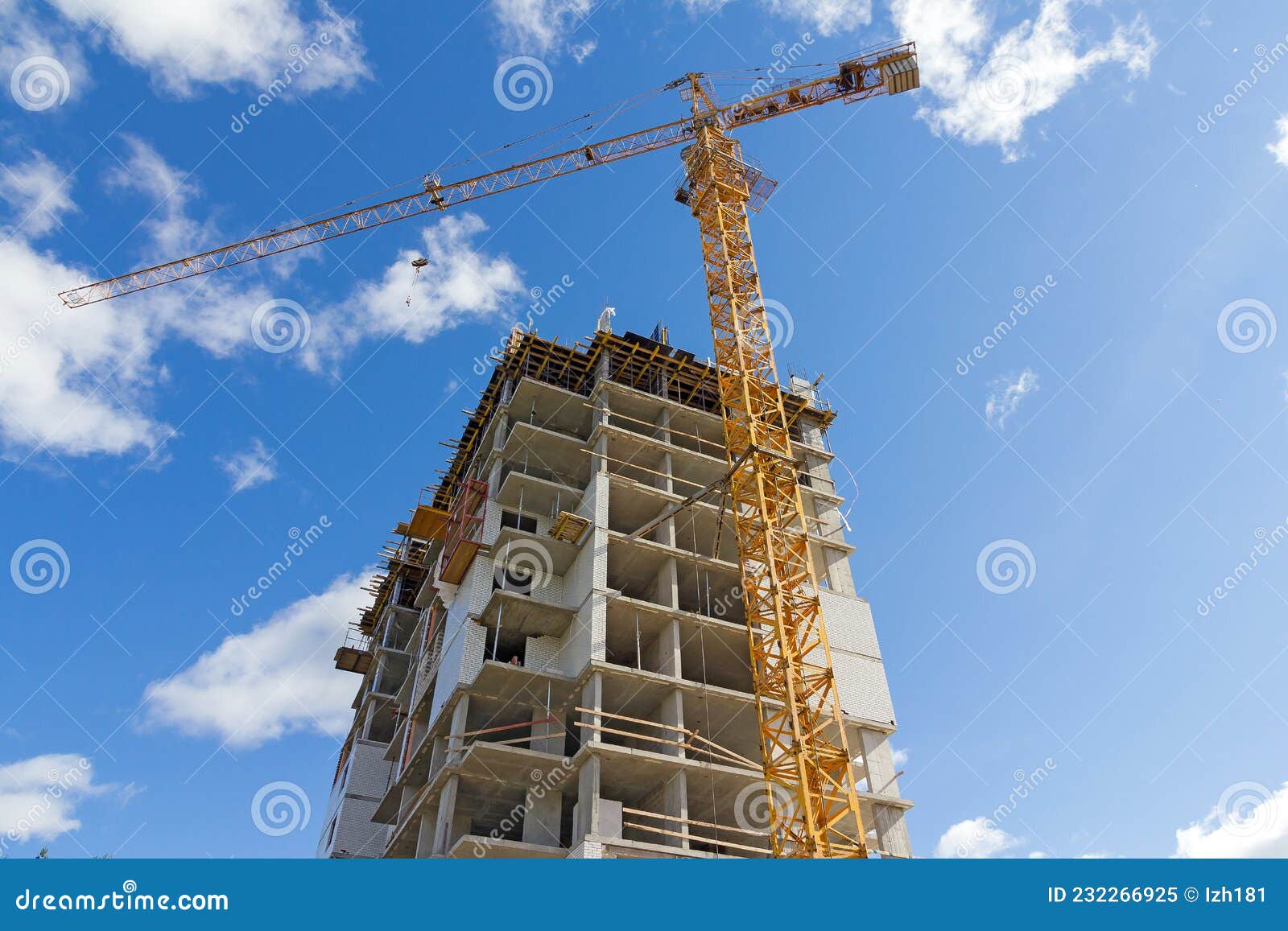 Concrete Building Under Construction. Monolithic Construction. Modern ...