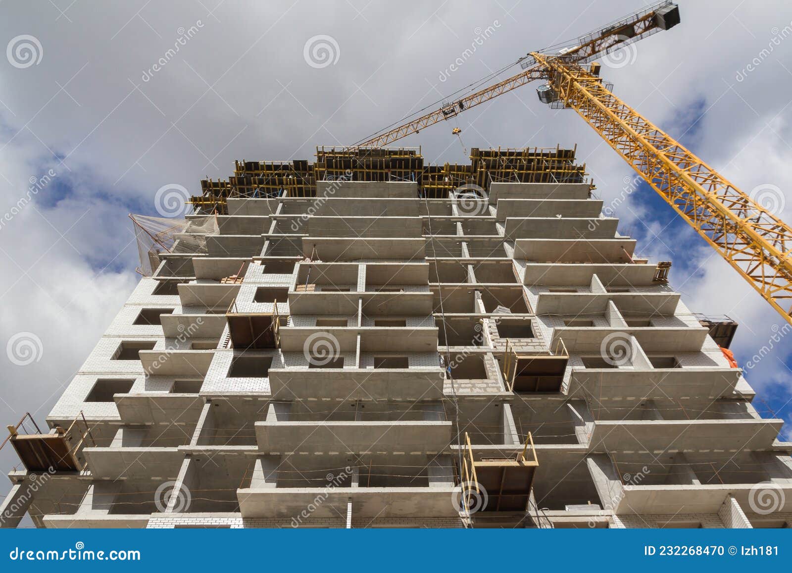 Concrete Building Under Construction. Monolithic Construction. Modern ...