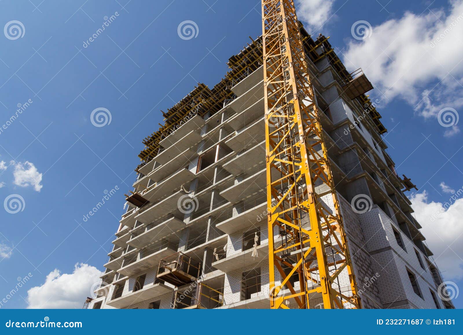 Concrete Building Under Construction. Monolithic Construction. Modern ...