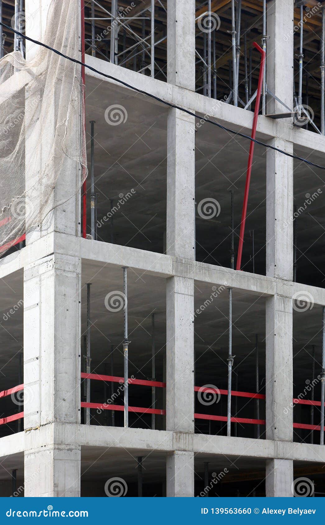 Concrete Building Under Construction with Monolithic Reinforced ...