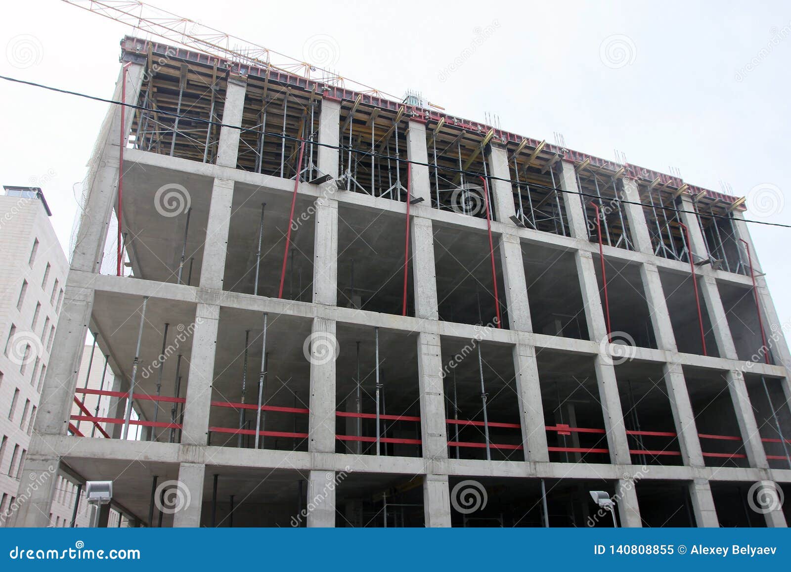 Concrete Building Under Construction with Monolithic Reinforced ...