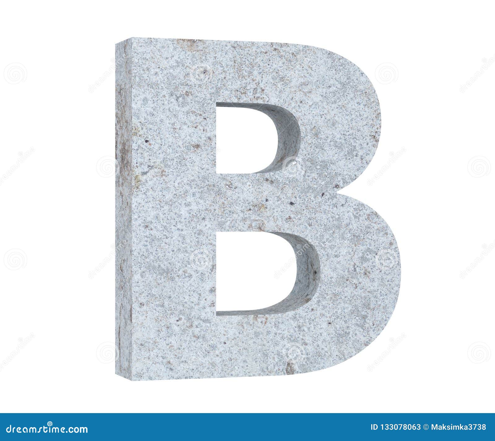 Concrete Capital Letter - B Isolated on White Background. 3D Render ...