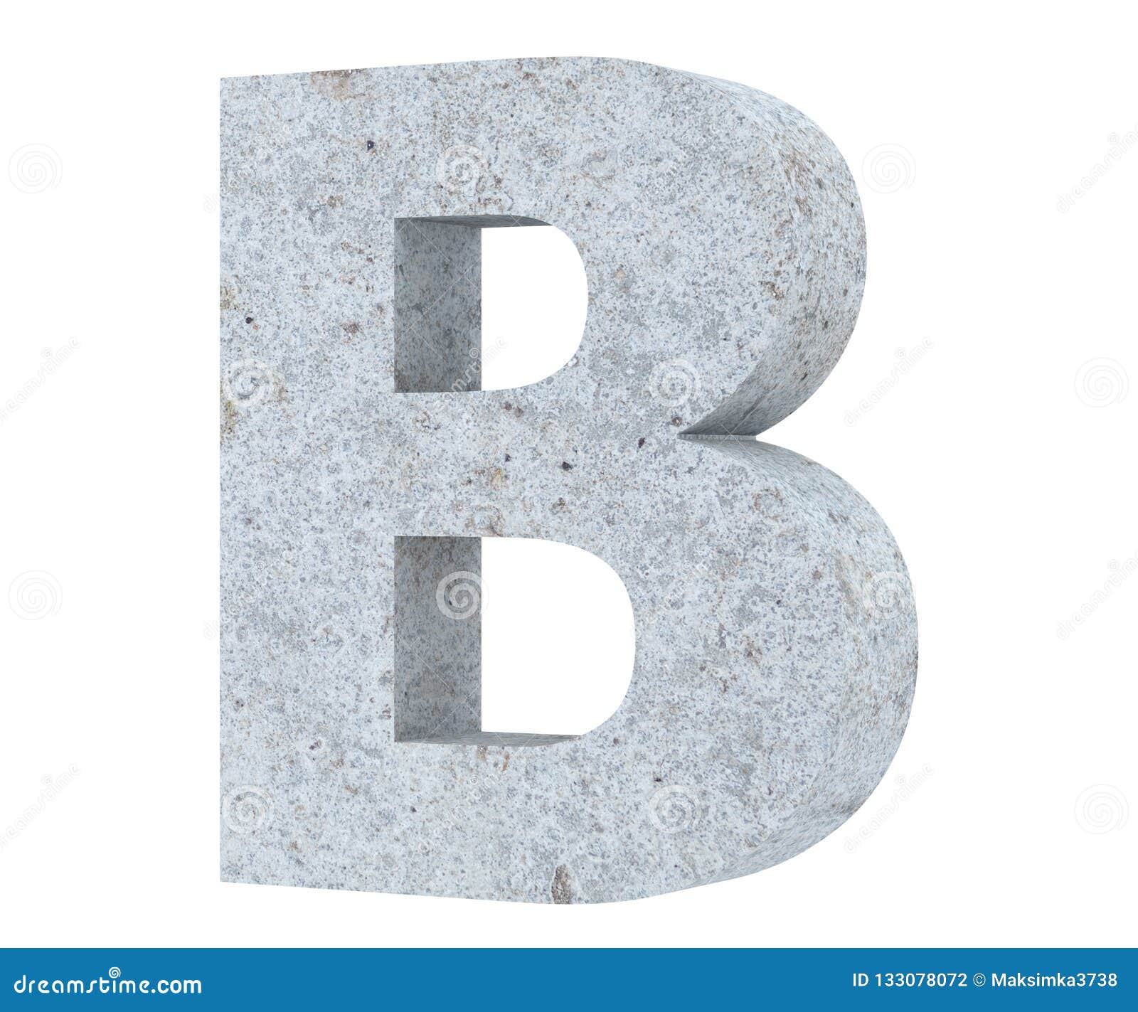 Concrete Capital Letter - B Isolated on White Background. 3D Render ...