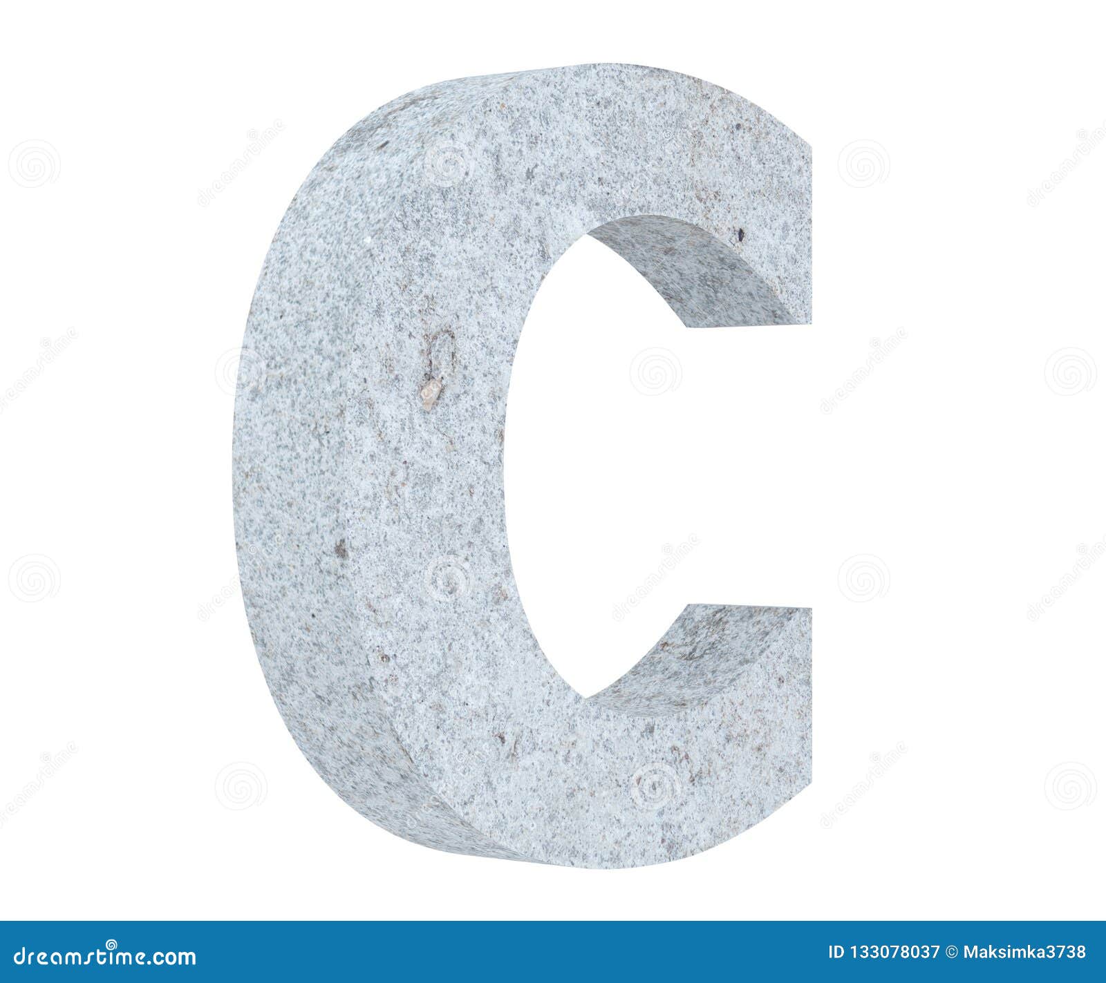 Concrete Capital Letter - C Isolated on White Background. 3D Render ...