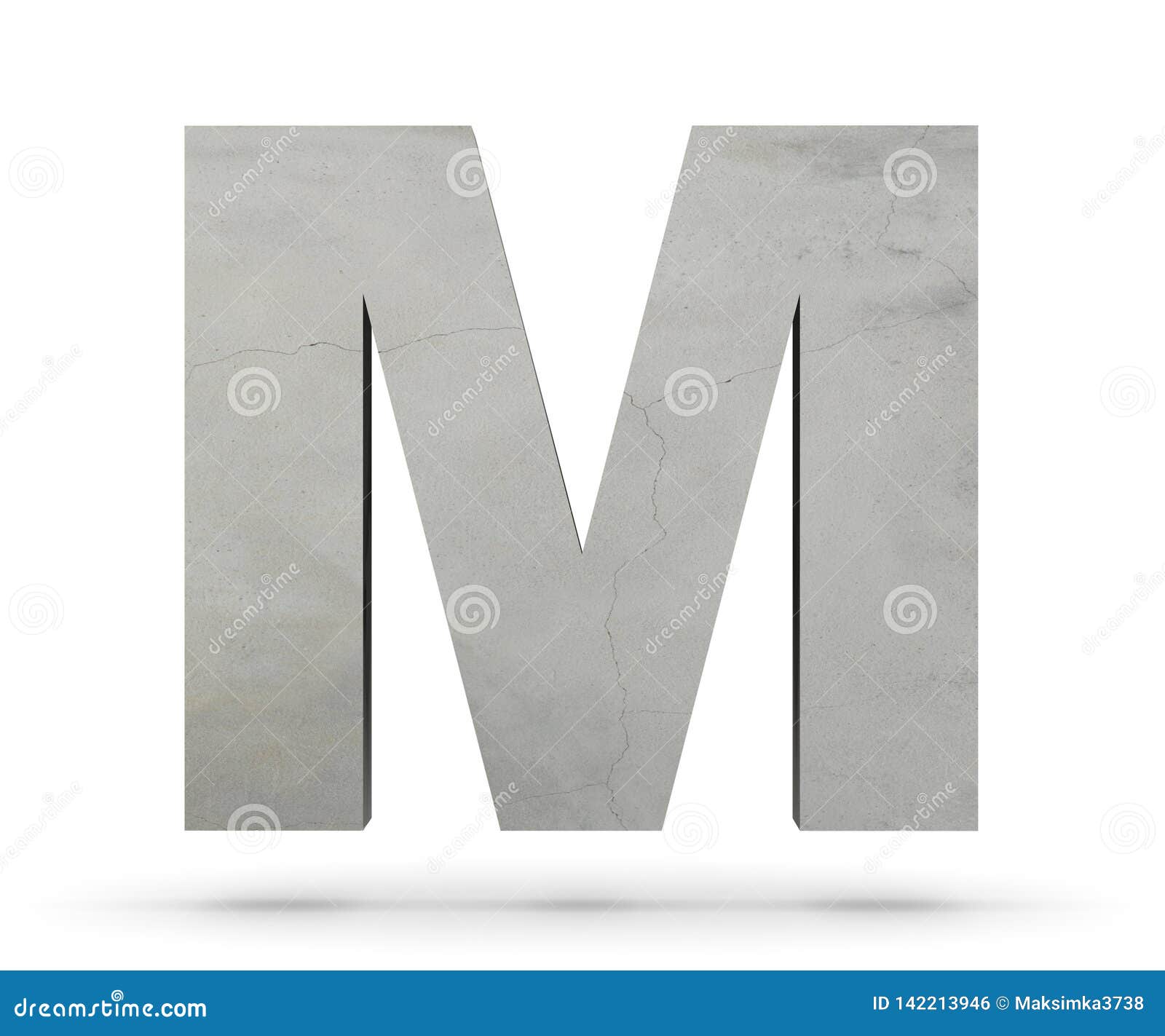 Concrete Capital Letter - M Isolated on White Background. 3D Render ...