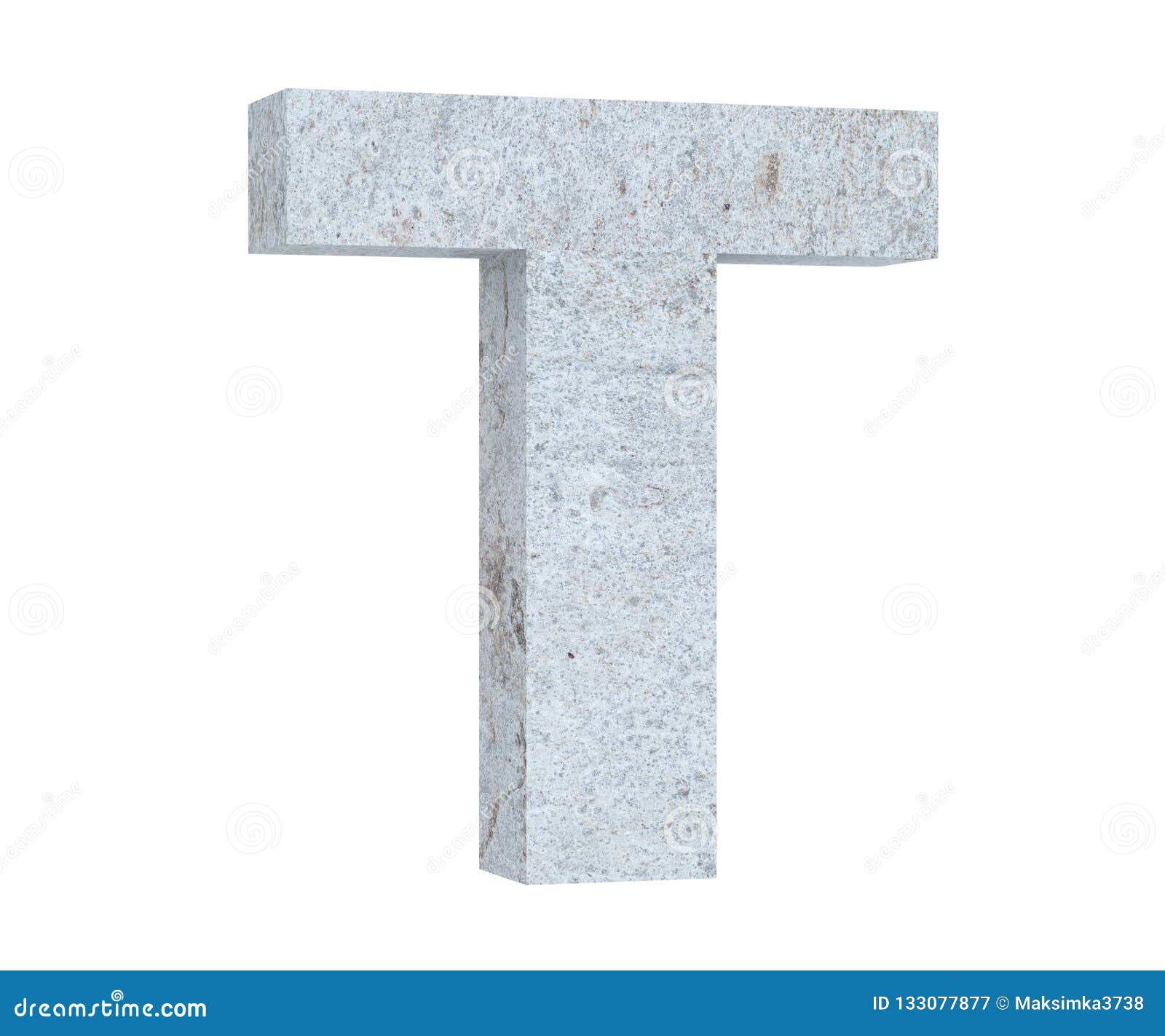 Concrete Capital Letter - T Isolated on White Background. 3D Render ...