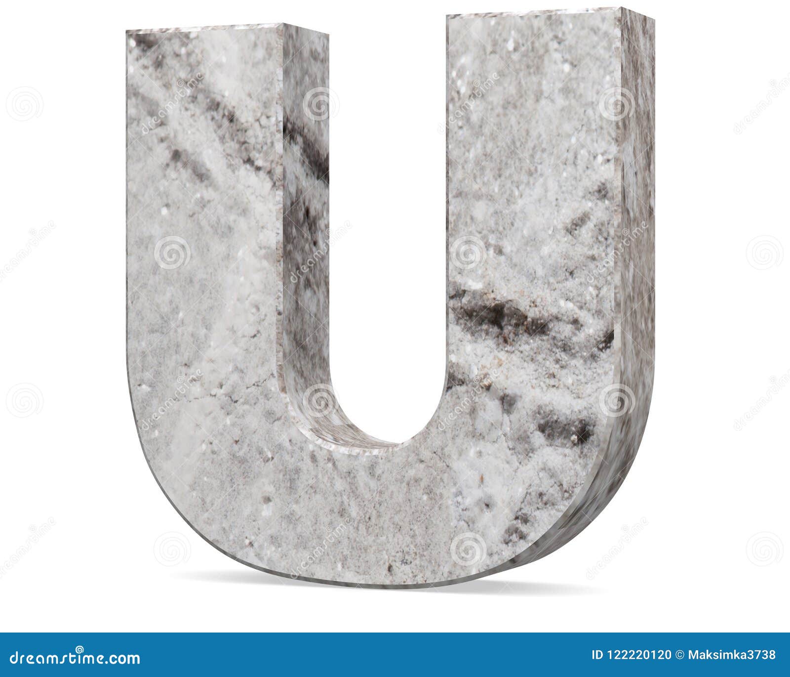 Concrete Capital Letter - U Isolated on White Background . 3D Render ...