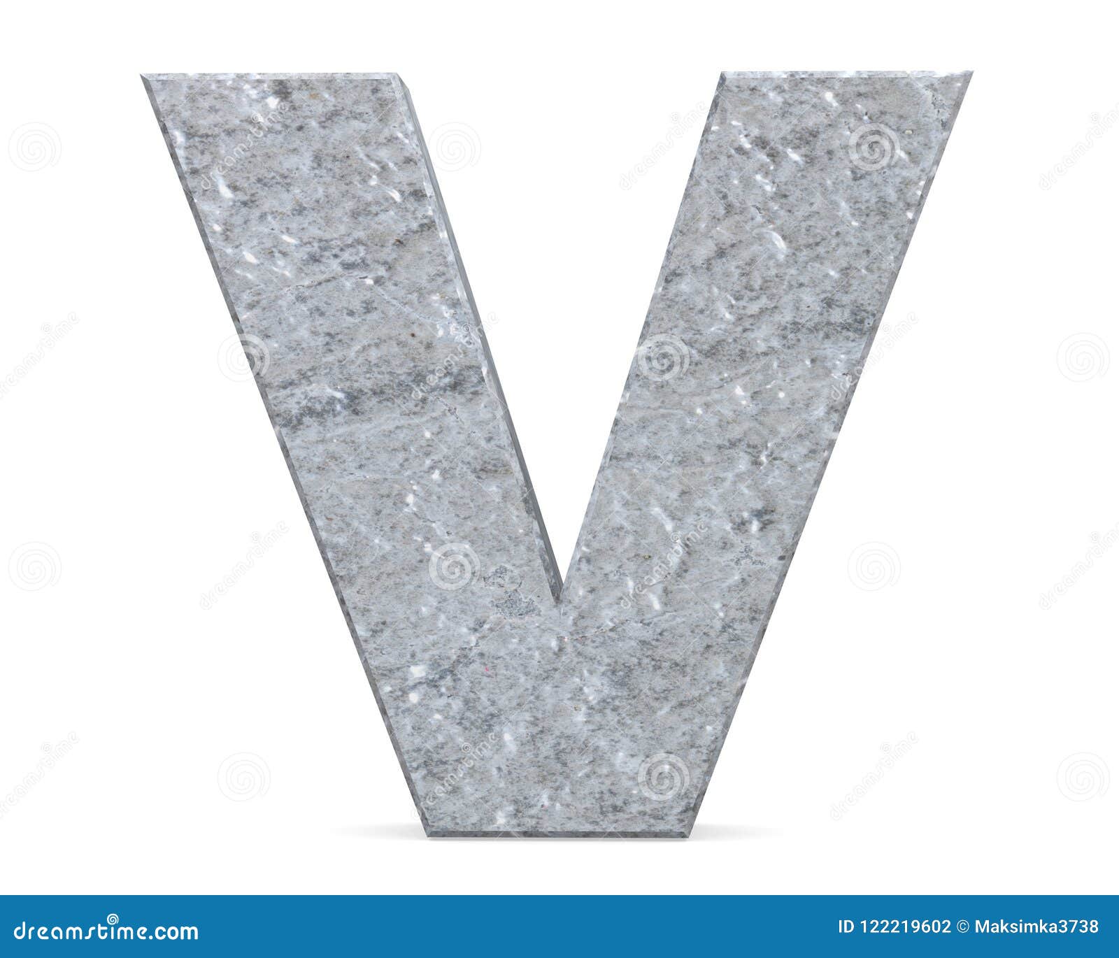 Concrete Capital Letter - V Isolated on White Background . 3D Render ...