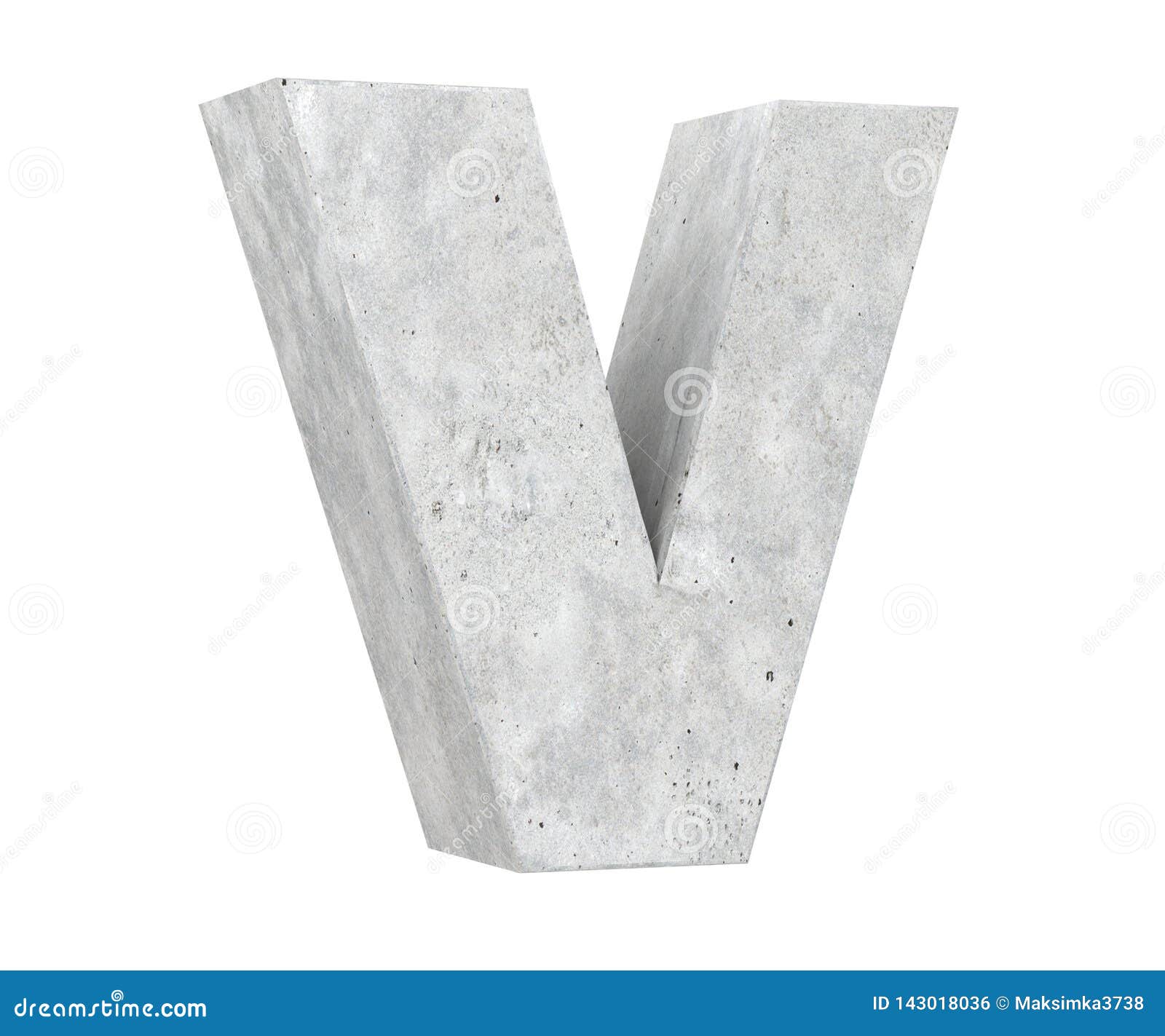 Concrete Capital Letter - V Isolated on White Background. 3D Render ...