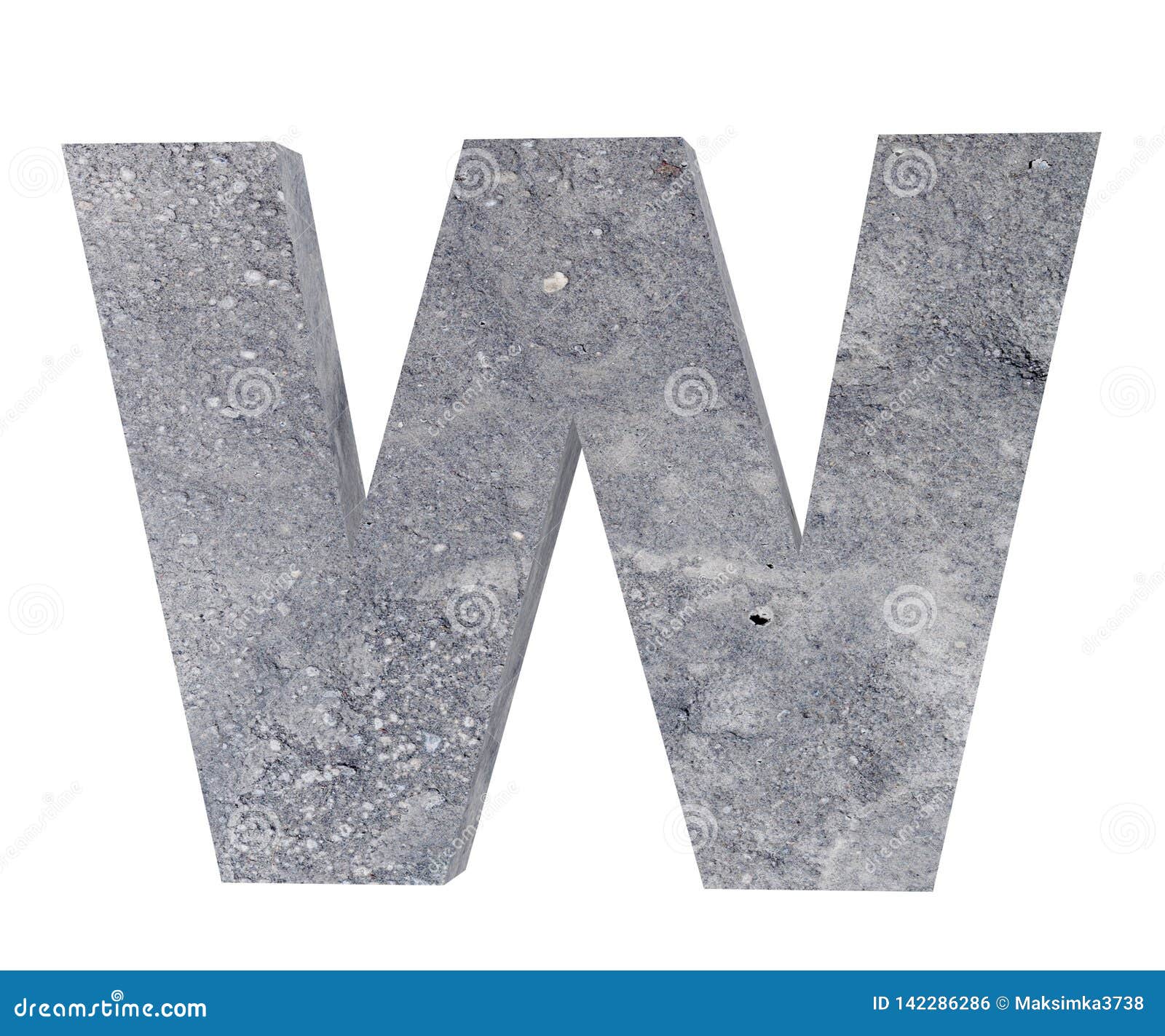 Concrete Capital Letter - W Isolated on White Background. 3D Render ...