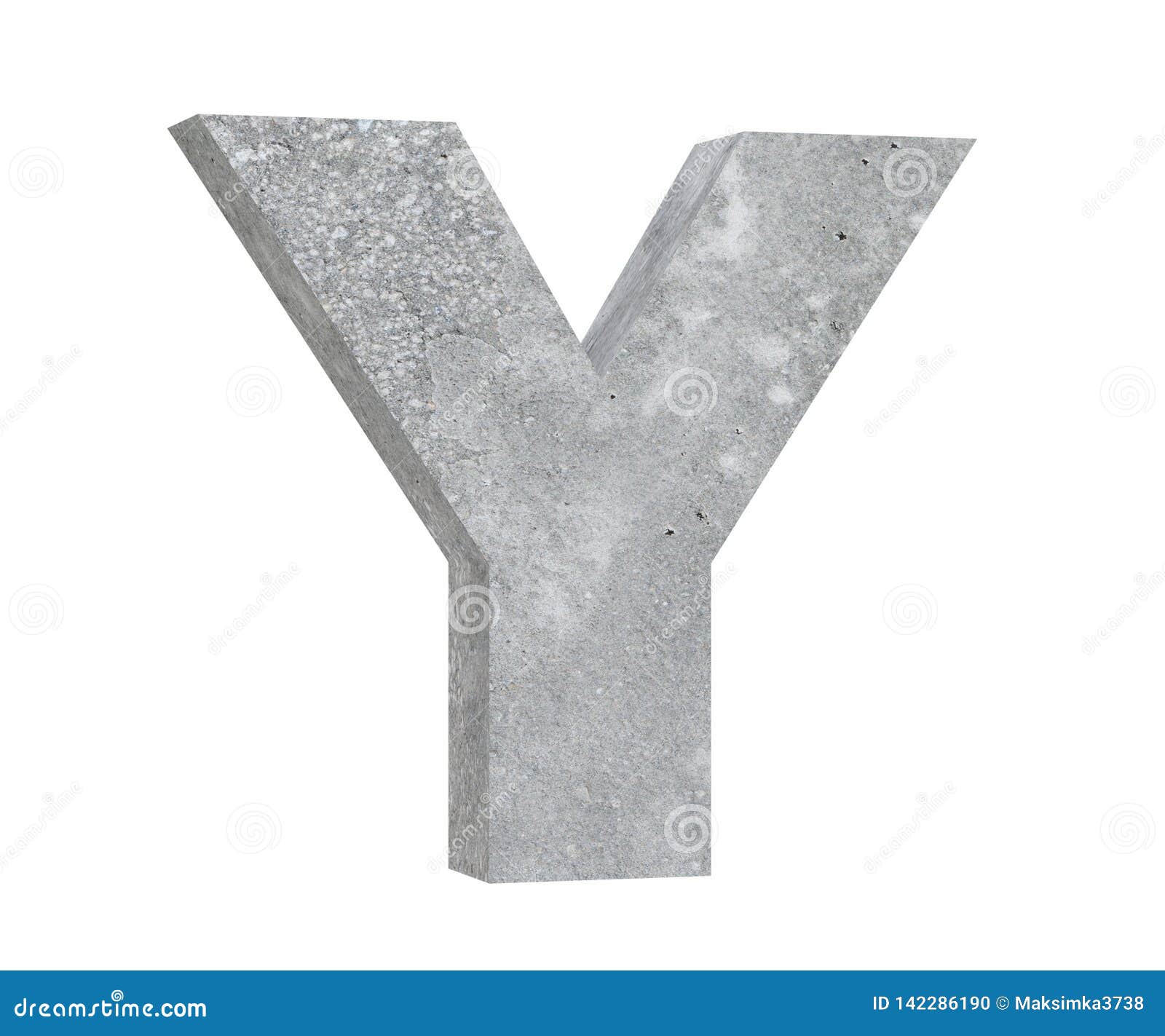Concrete Capital Letter - Y Isolated on White Background. 3D Render ...