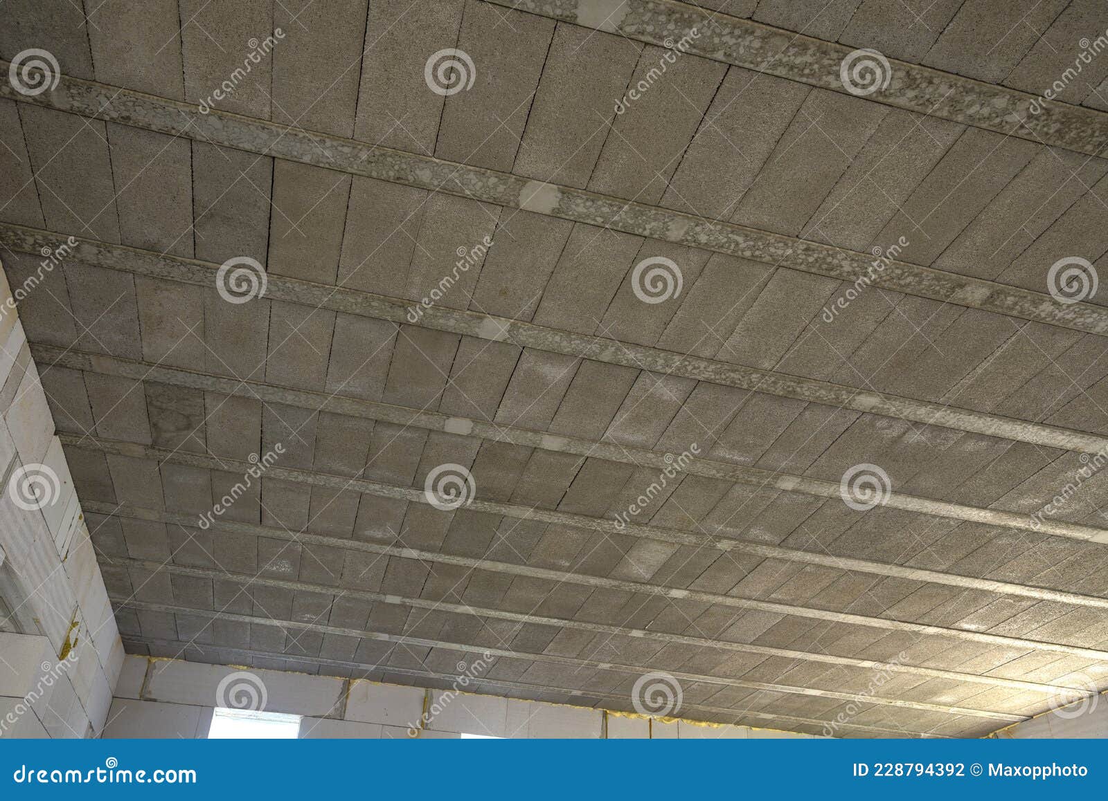Concrete Ceiling on a Constructed House Stock Photo - Image of metal ...