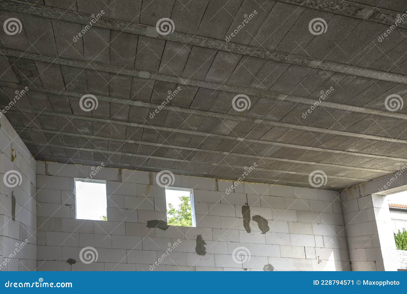 Concrete Ceiling on a Constructed House Stock Image - Image of ...