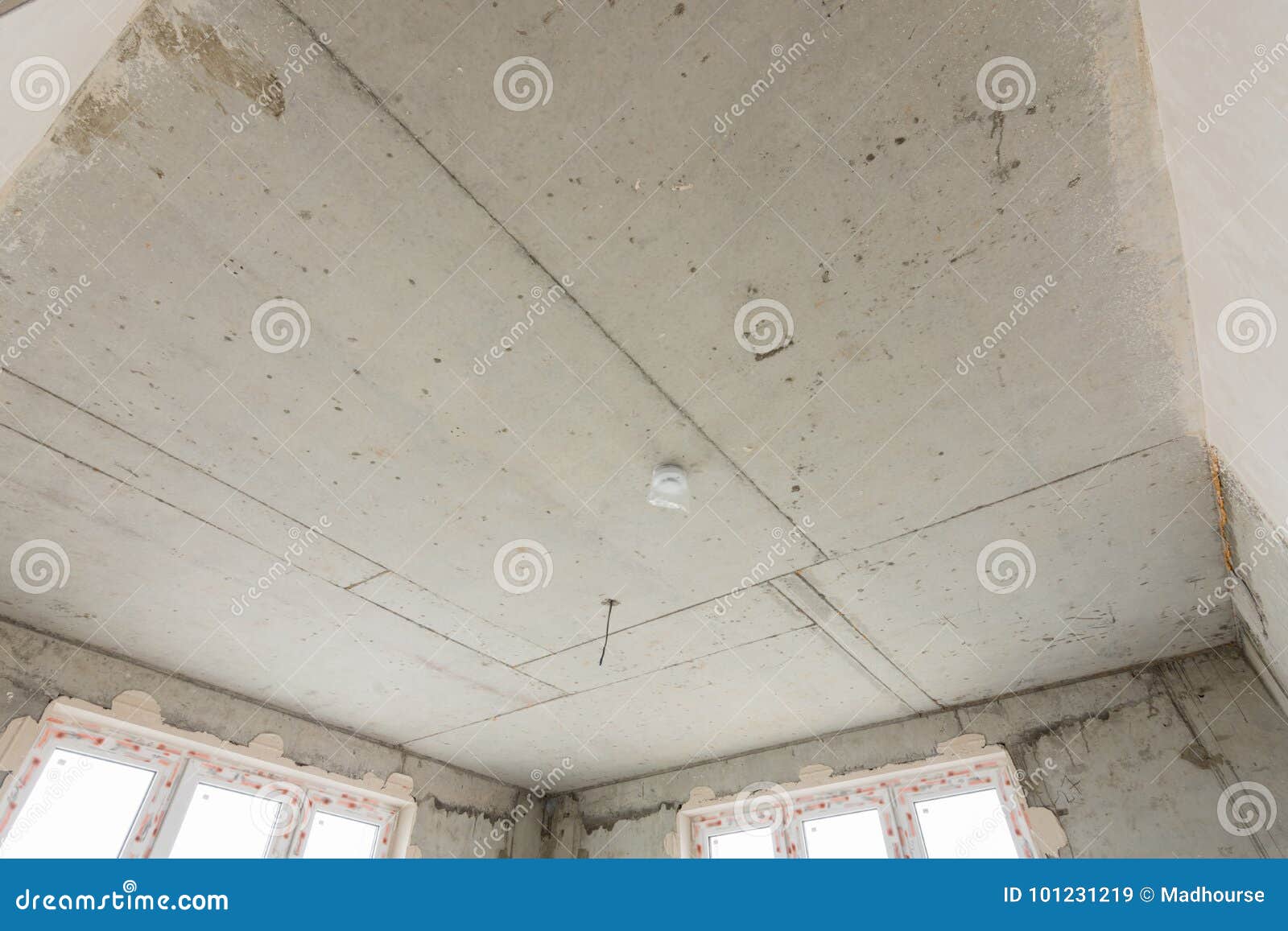 Concrete Ceiling of Monolithic House Close-up in a New Building Stock ...
