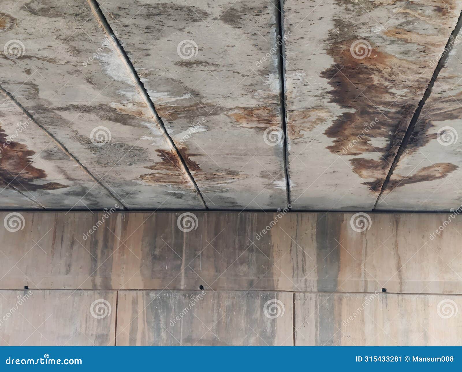 Concrete Ceiling Under of Road Bridge Stock Image - Image of wall ...