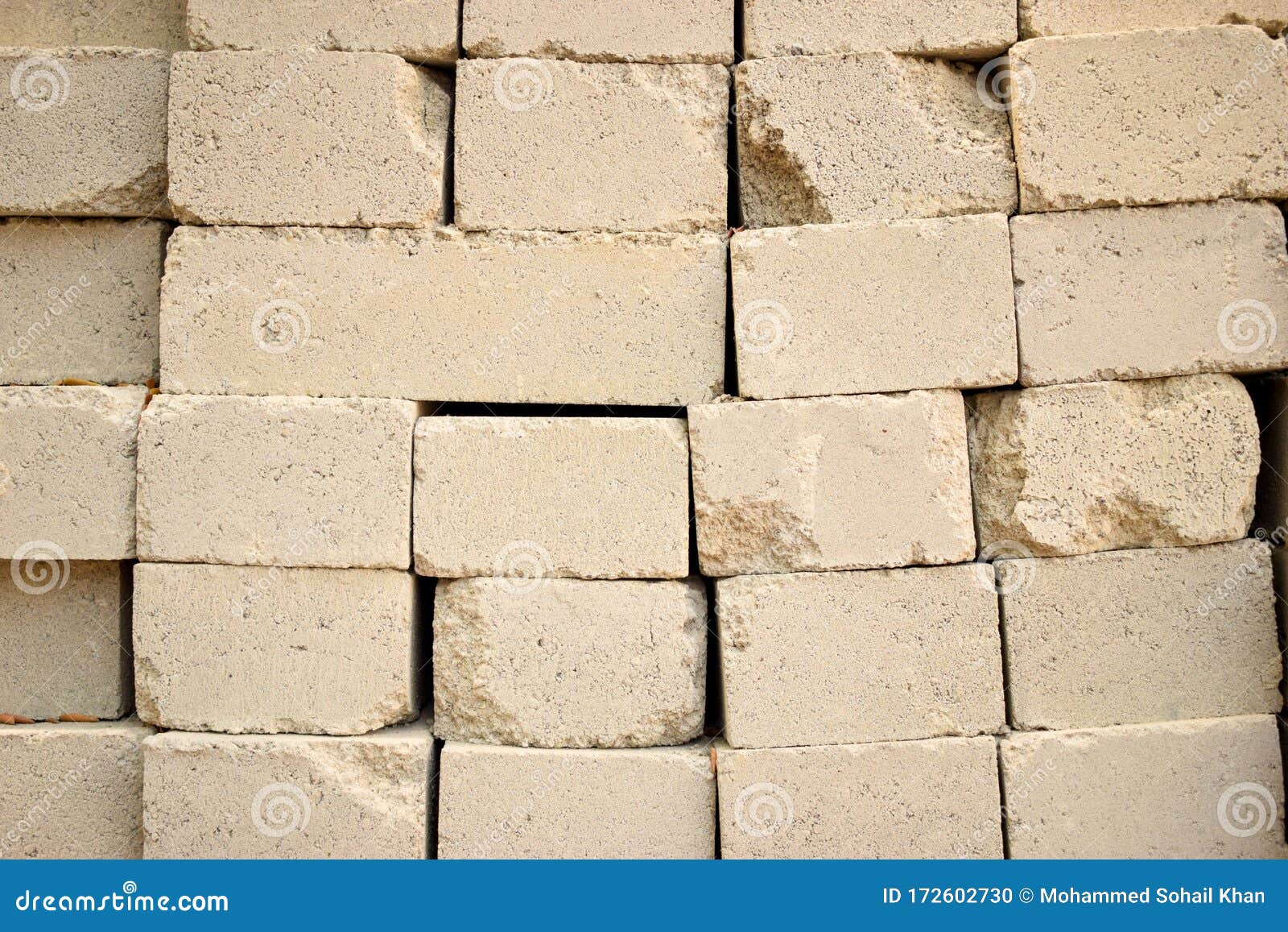 Concrete Cement Block Bricks In Stack For Wall Construction. Dirty Old ...