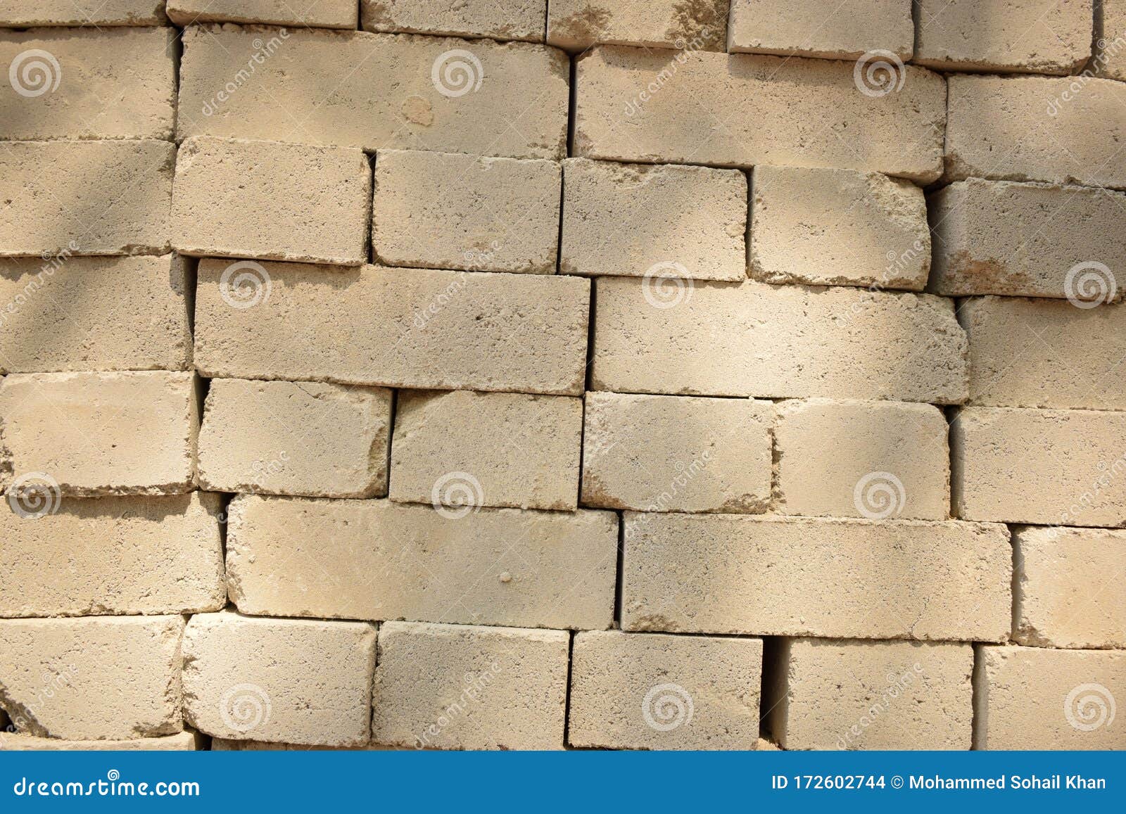 Concrete Cement Block Bricks in Stack for Wall Construction. Dirty Old ...