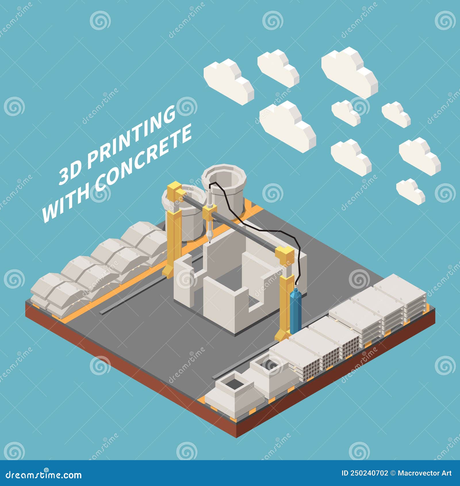 Concrete Cement Production Isometric Colored Composition Stock Vector ...