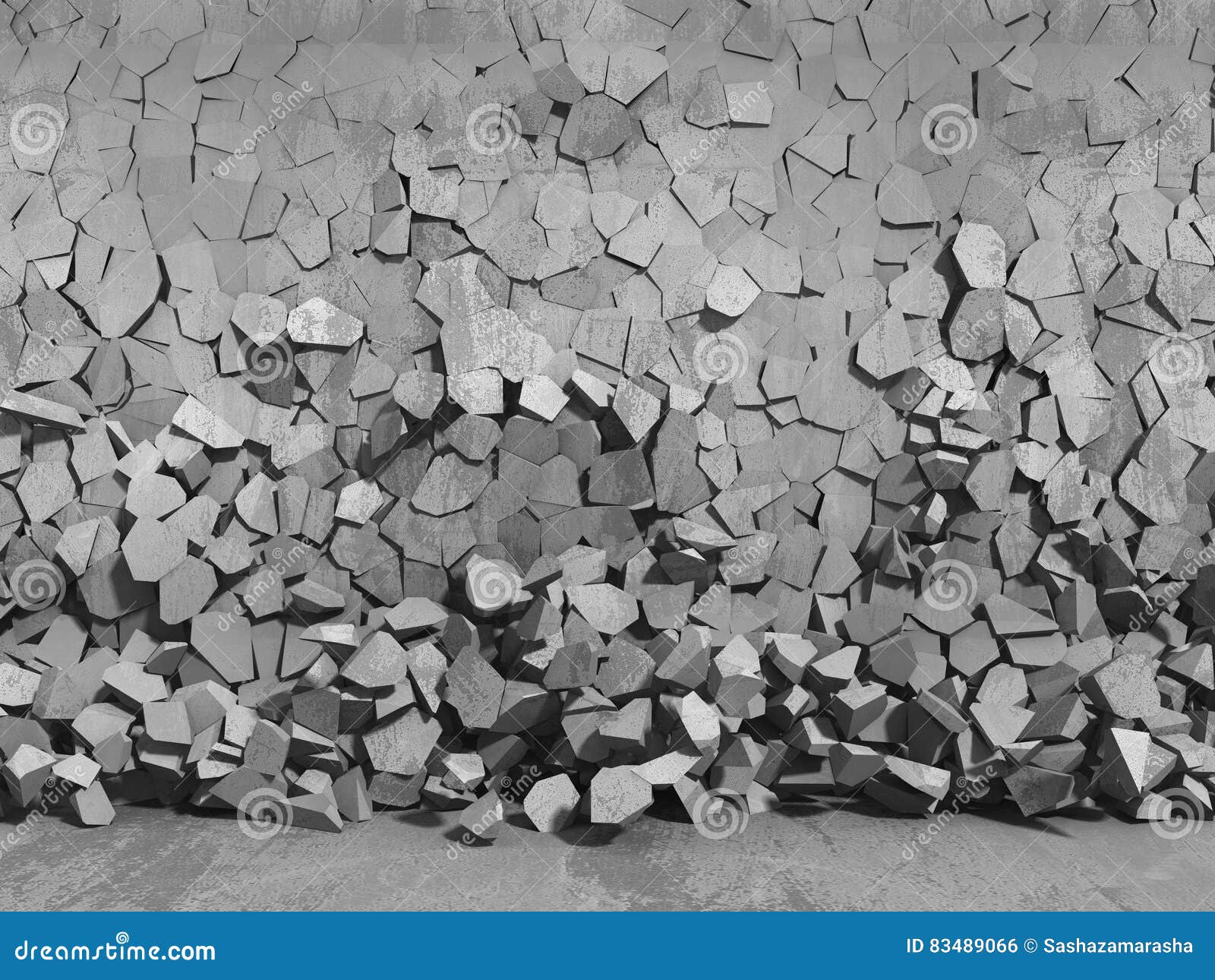 Concrete Fragments Of Demolition Destruction On White Background Stock ...