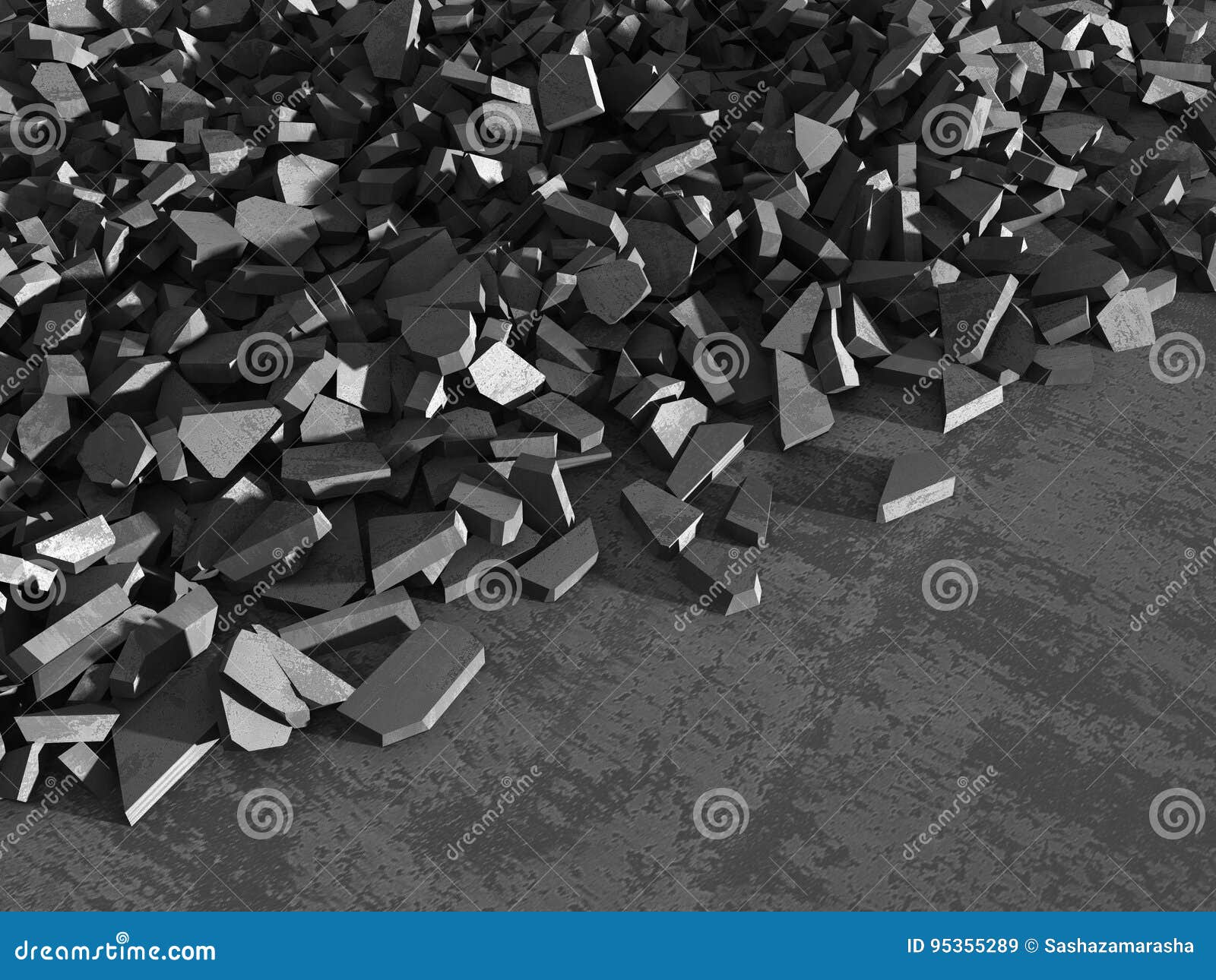 Concrete Chaotic Fragments of Explosion Destruction Wall Stock ...