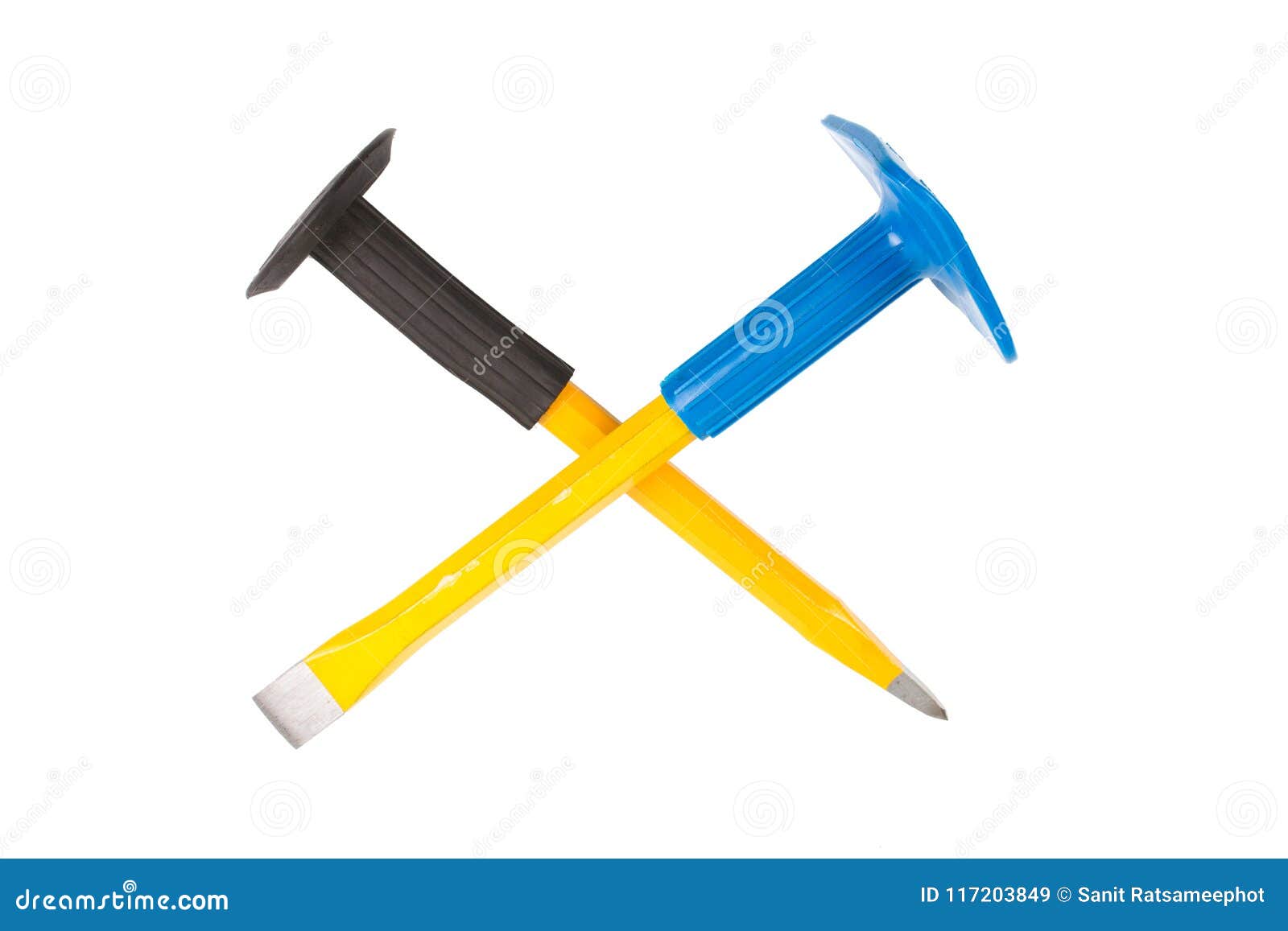 Concrete Chisel Between Flat And Point Head On White Background. Stock ...