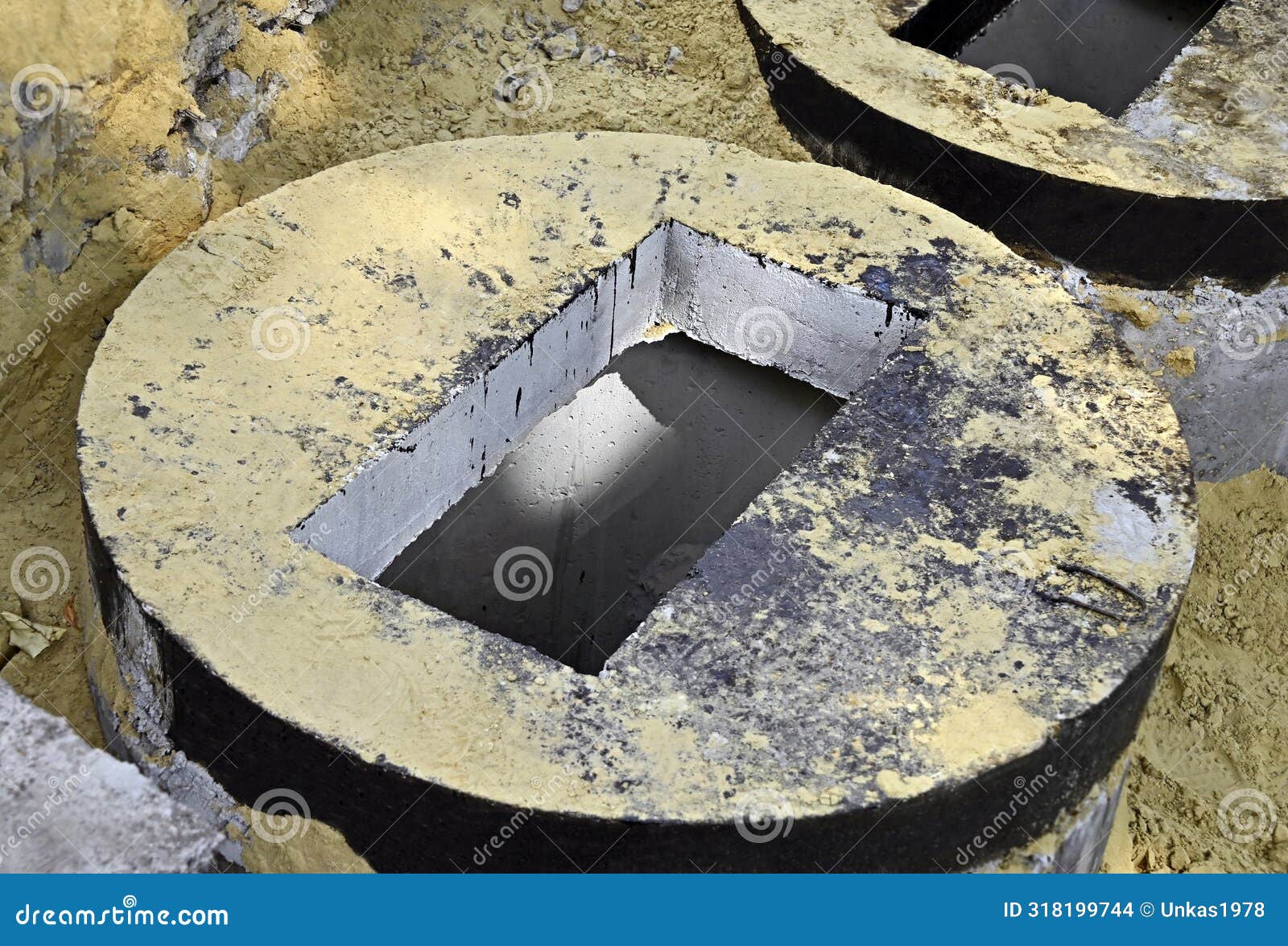Concrete circle pit stock photo. Image of industry, cesspit - 318199744