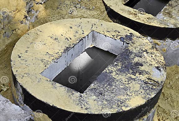 Concrete circle pit stock photo. Image of industry, cesspit - 318199744