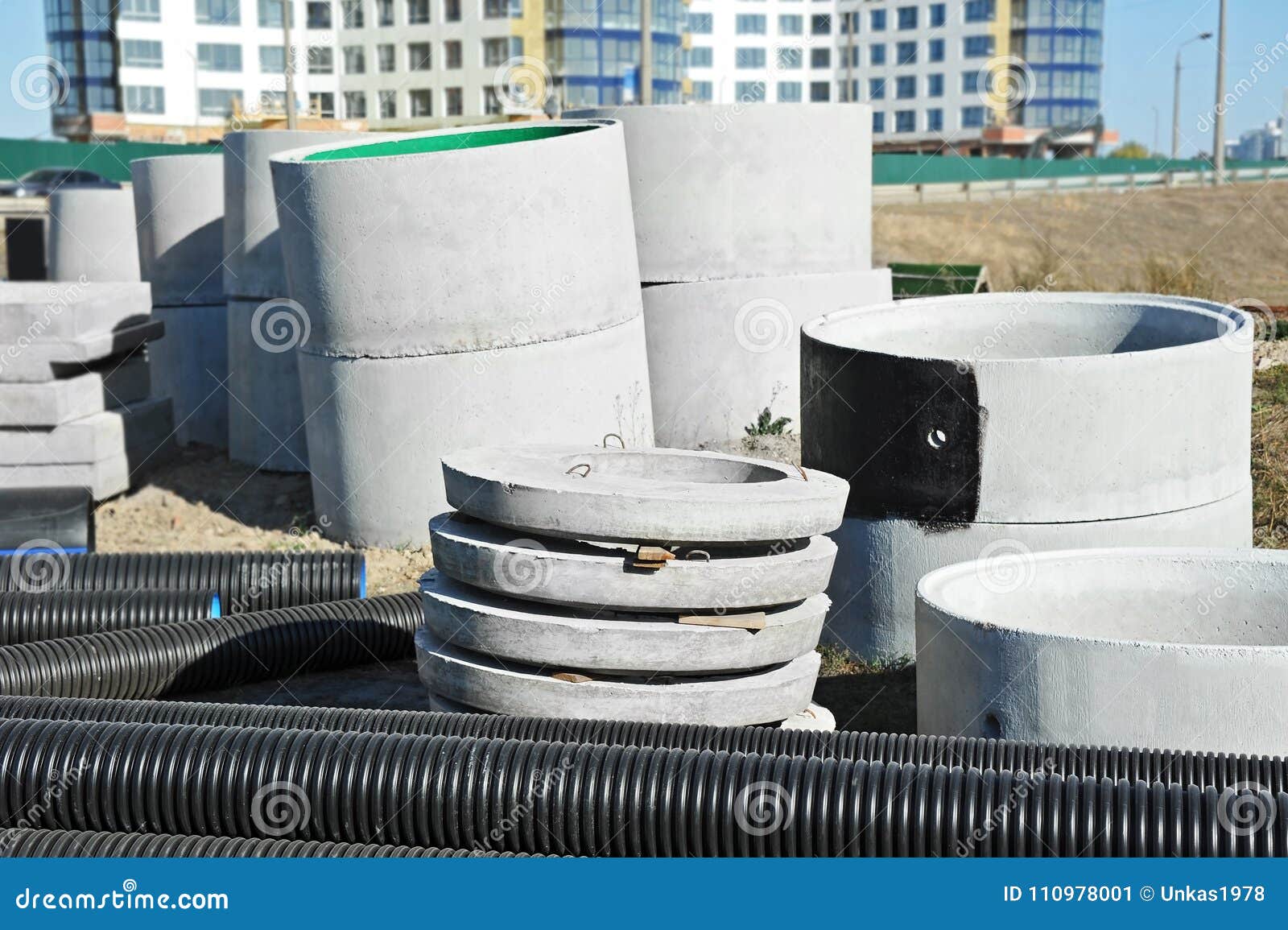 Concrete Circle Pit and PVC Pipe Stock Image - Image of ditch, culvert ...