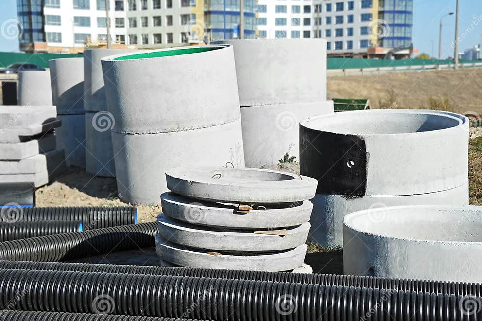 Concrete Circle Pit and PVC Pipe Stock Image - Image of ditch, culvert ...