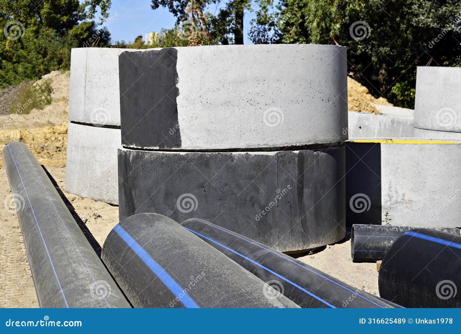 Concrete Circle Pit and PVC Pipe Stock Image - Image of culvert ...